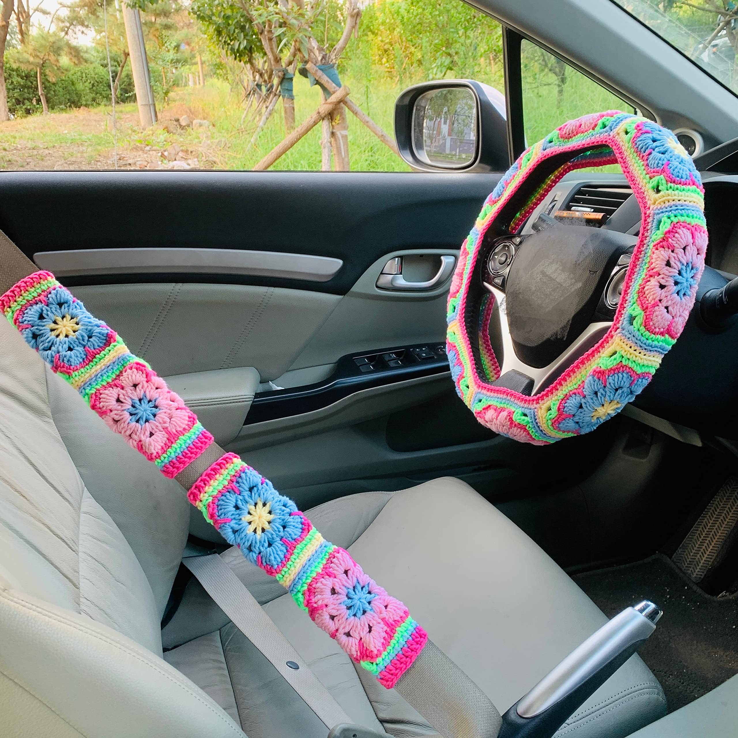 Amazon.com: onEternal Handmade Crochet Steering Wheel Cover for Women ...