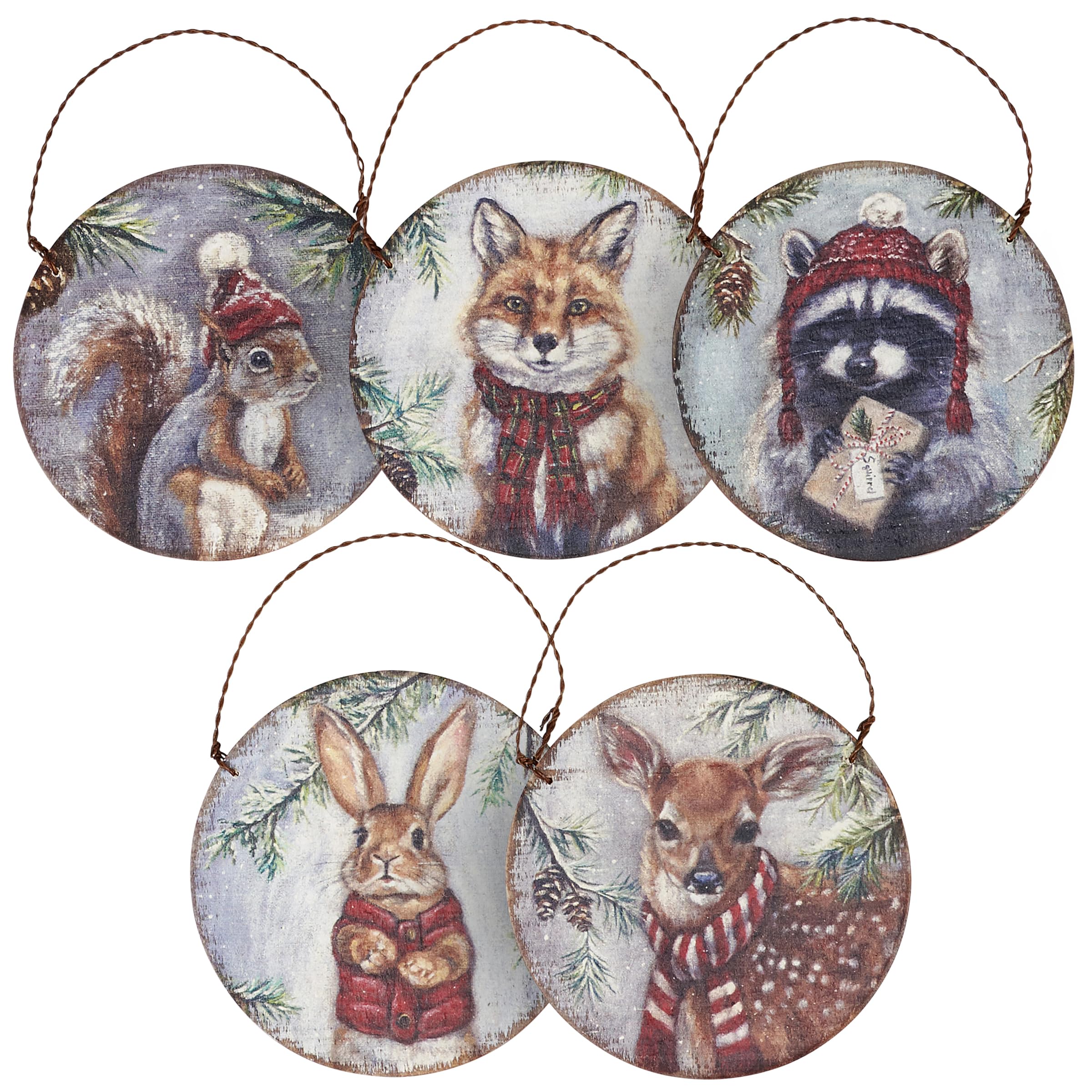 Amazon.com: Primitives by Kathy Winter Animal Ornament Set, Red, 118482 ...