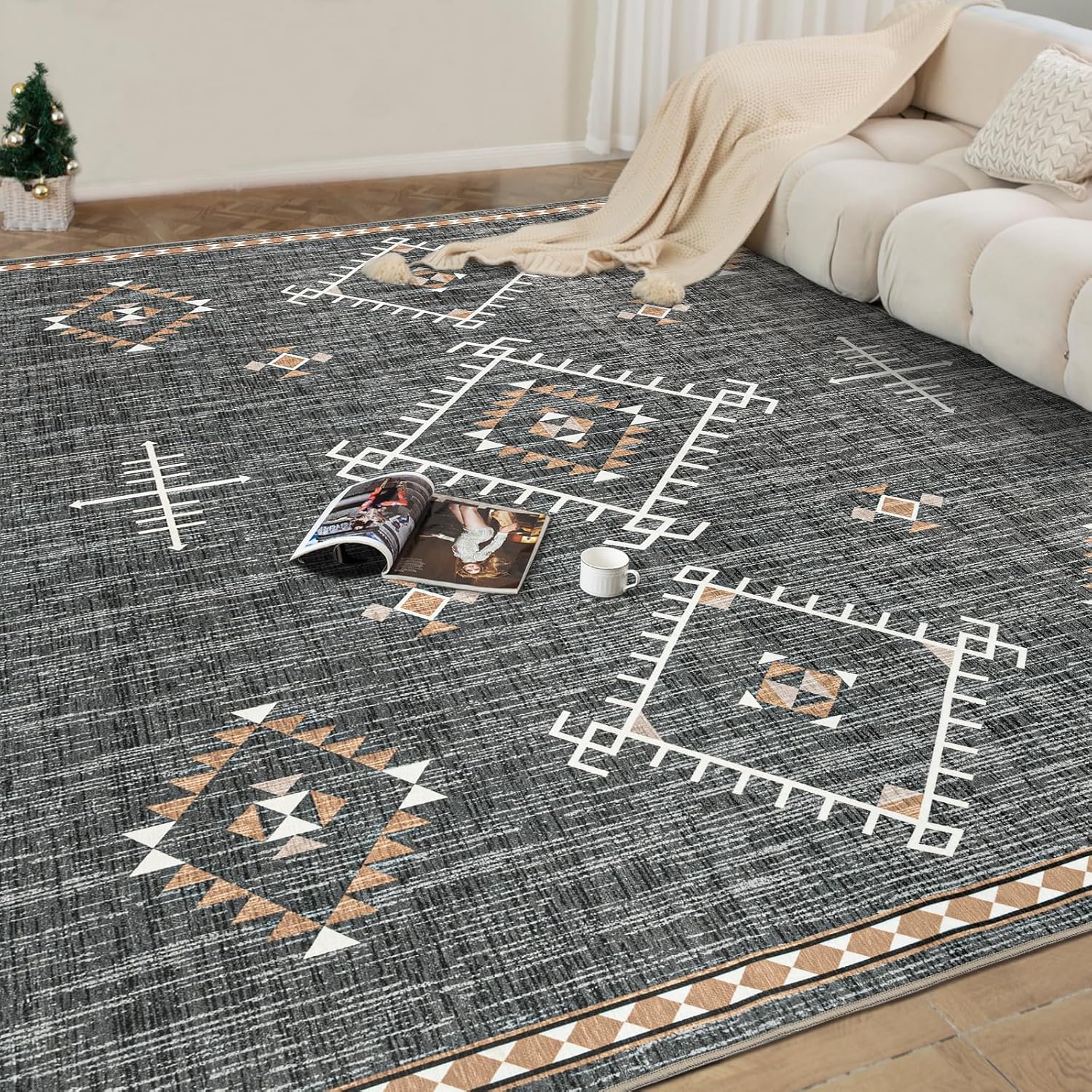 Amazon.com: ILANGO Area Rug 8'x10' for Living Room Bedroom Washable Moroccan Boho Rugs for High ...