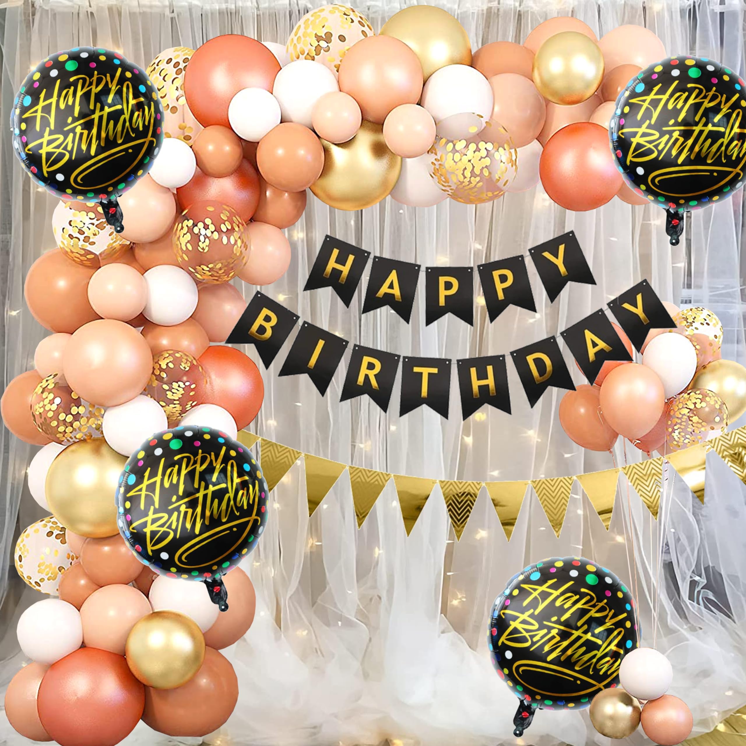 GRAND SHOP Happy Birthday Party Decor Backdrop Arch LED Lights Net ...