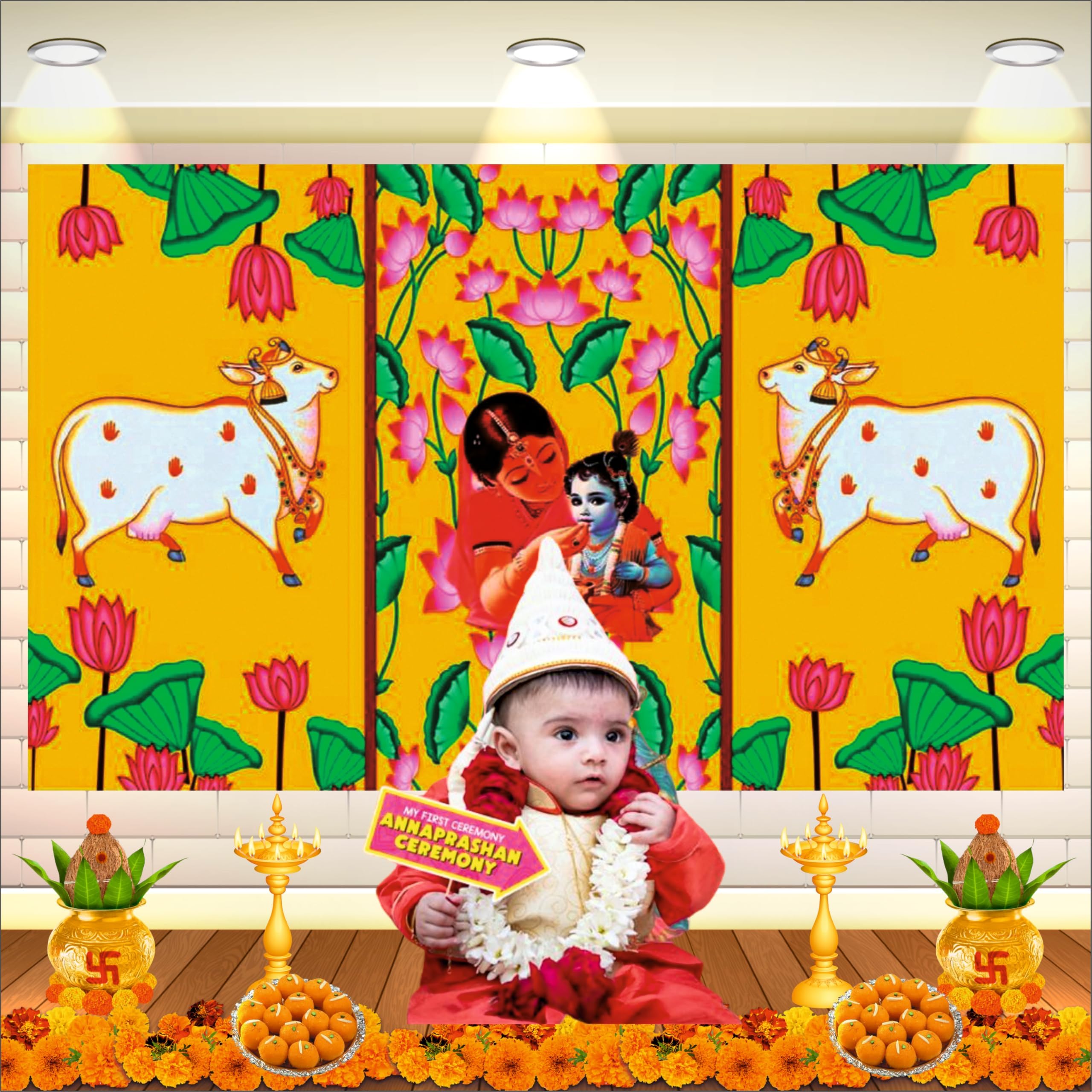 Party Baazaar Annaprashan Ceremony Backdrop for First Rice Ceremony ...