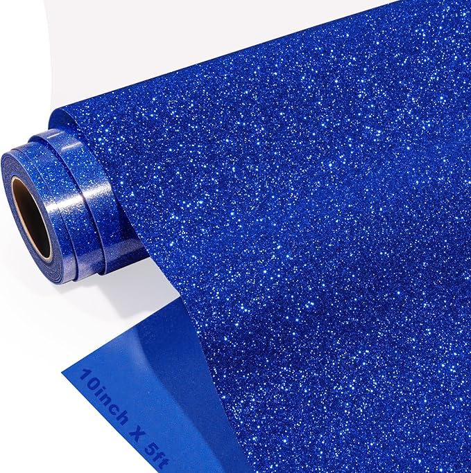 Amazon.com: GIRAFVINYL Blue Glitter HTV Heat Transfer Vinyl - 10" X 5 ...