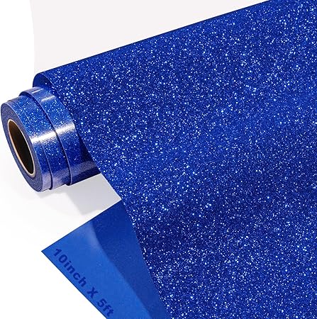Amazon.com: GIRAFVINYL Blue Glitter HTV Heat Transfer Vinyl - 10" X 5 ...