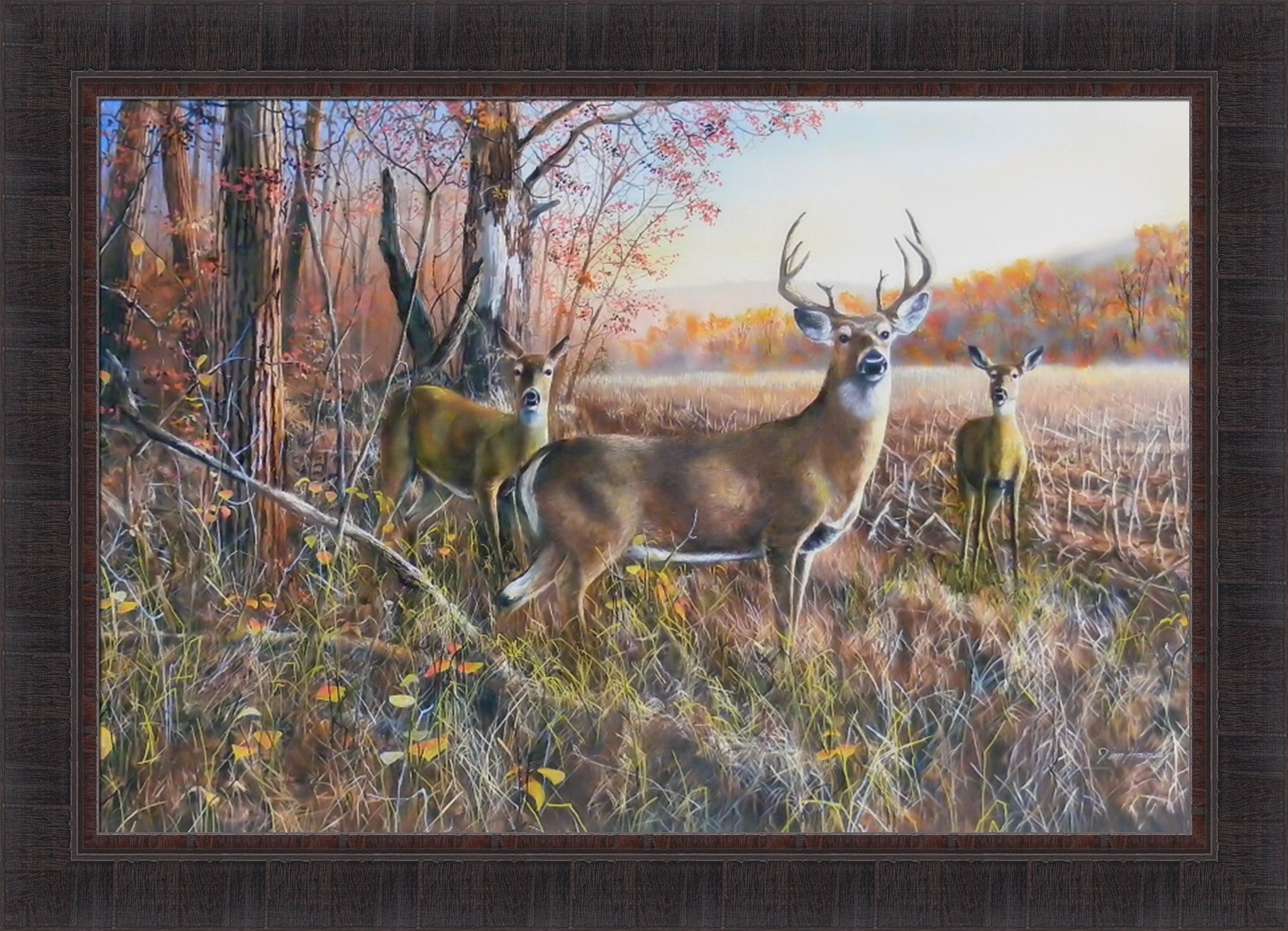 Amazon.com: The Gathering by Jim Hansel 24x33 Deer Buck Doe Field ...