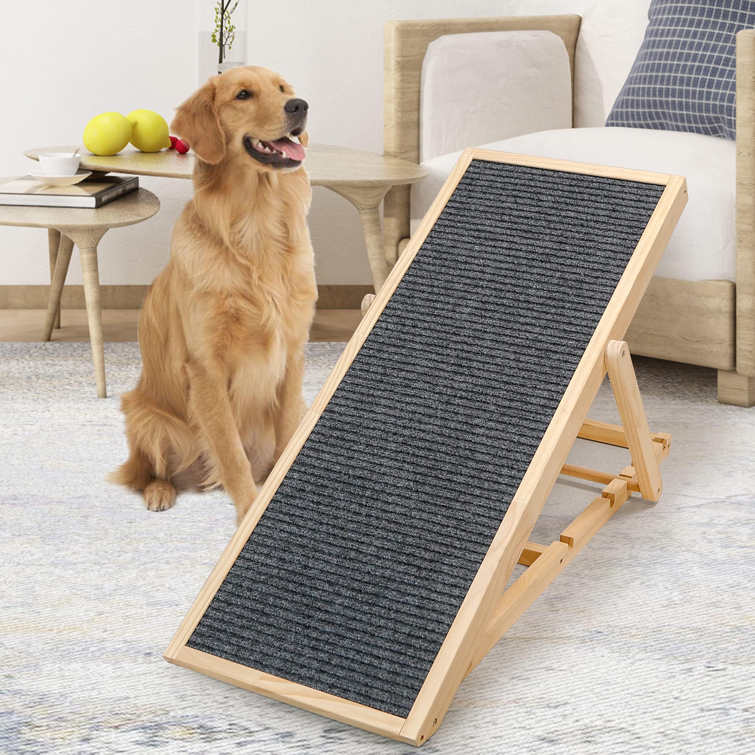 Amazon.com : Adjustable Dog Cats Ramp, Folding Portable Wooden Pet Ramp ...