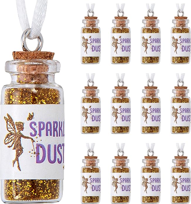Amazon.com: Pixie Dust Necklace Fairy Dust Necklace - Tinkerbell Fairy Dust Glitter Bottles - 12 ...