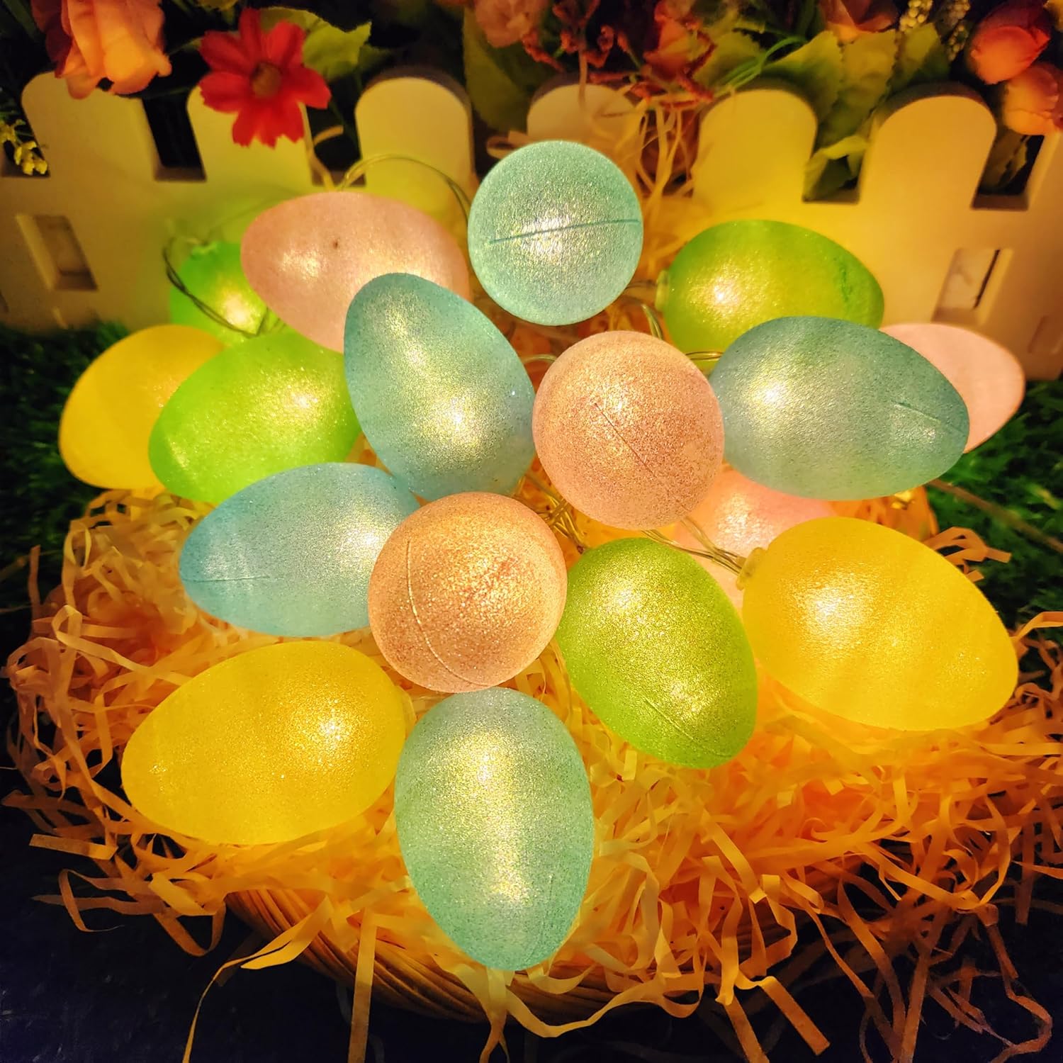 20 LED Easter Lights 10Ft Easter String Lights Colorful Easter Eggs ...