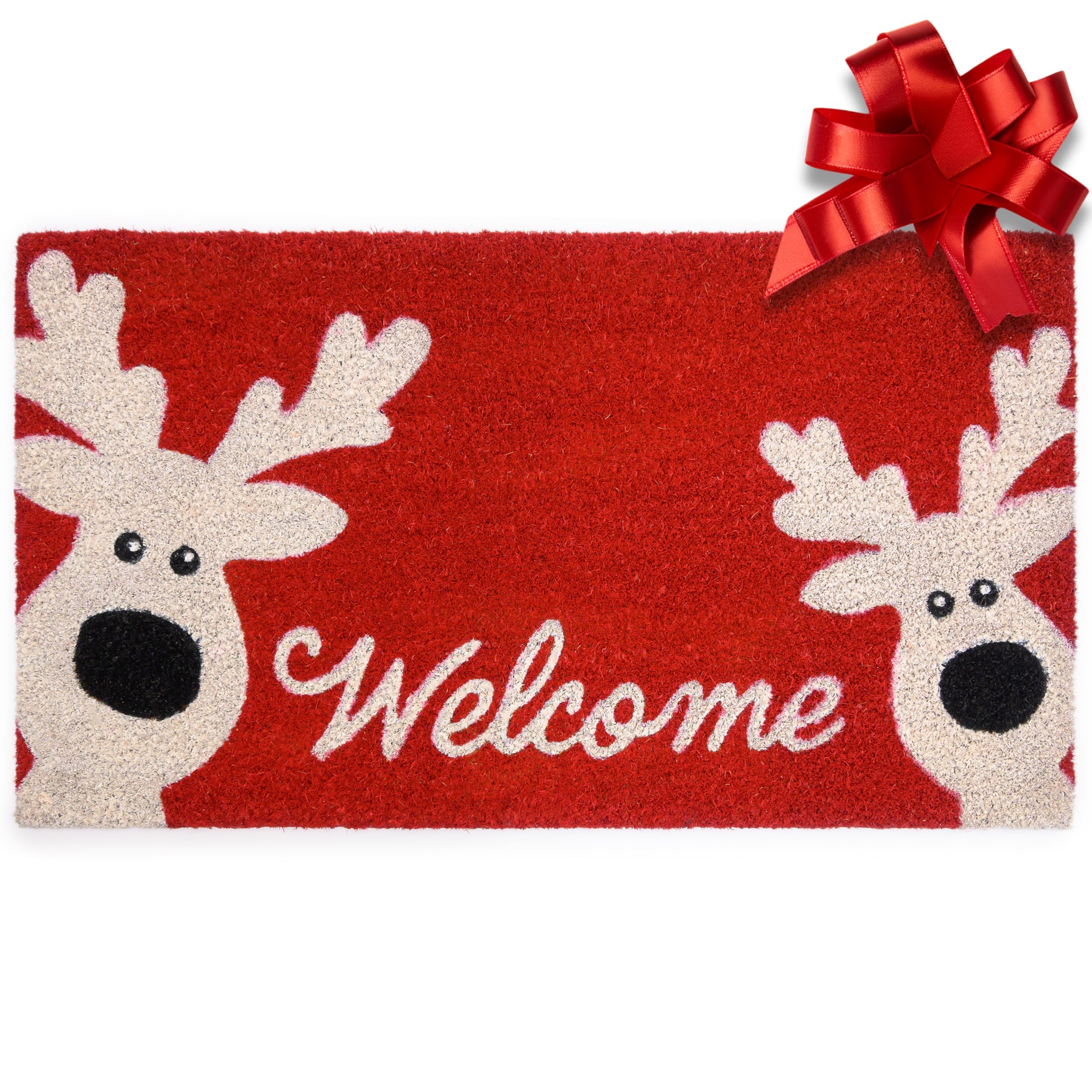 Amazon.com: Reindeer Door Mat 30x17 Inch, Reindeer Coir Doormat ...