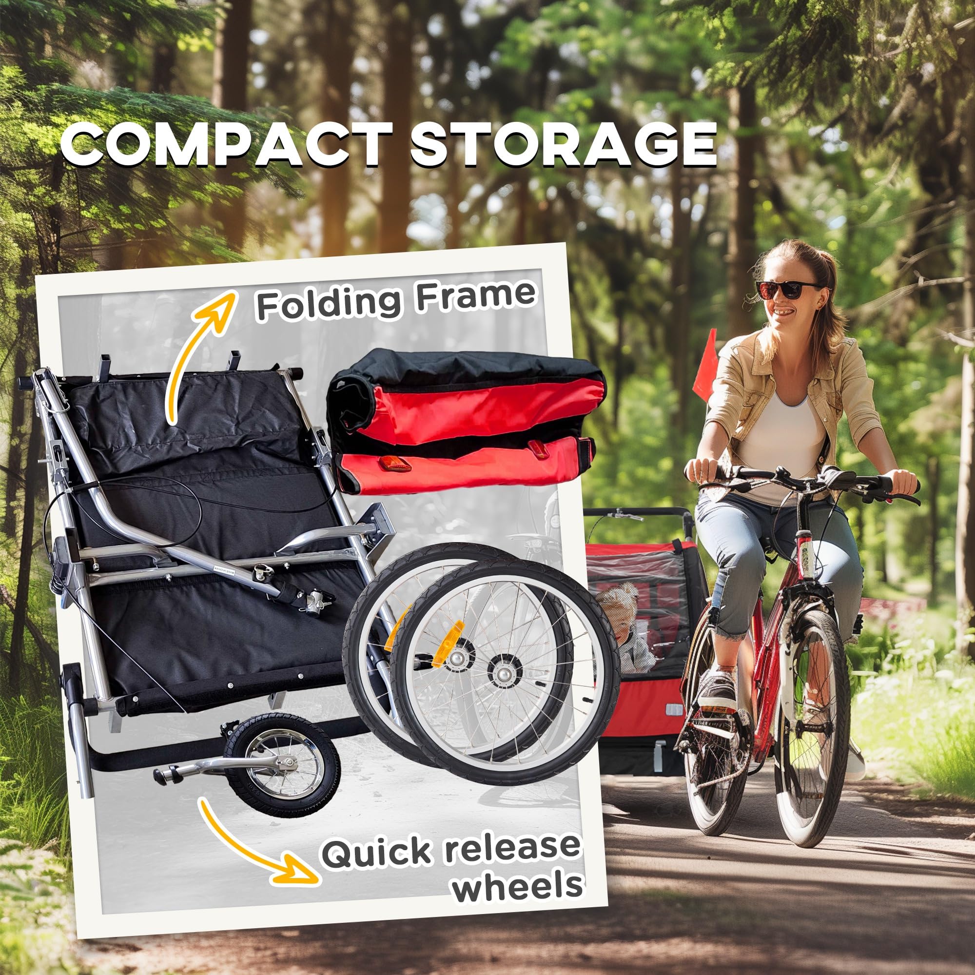 Snapklik.com : Aosom Elite 360 Swivel Bike Trailer For Kids Double ...