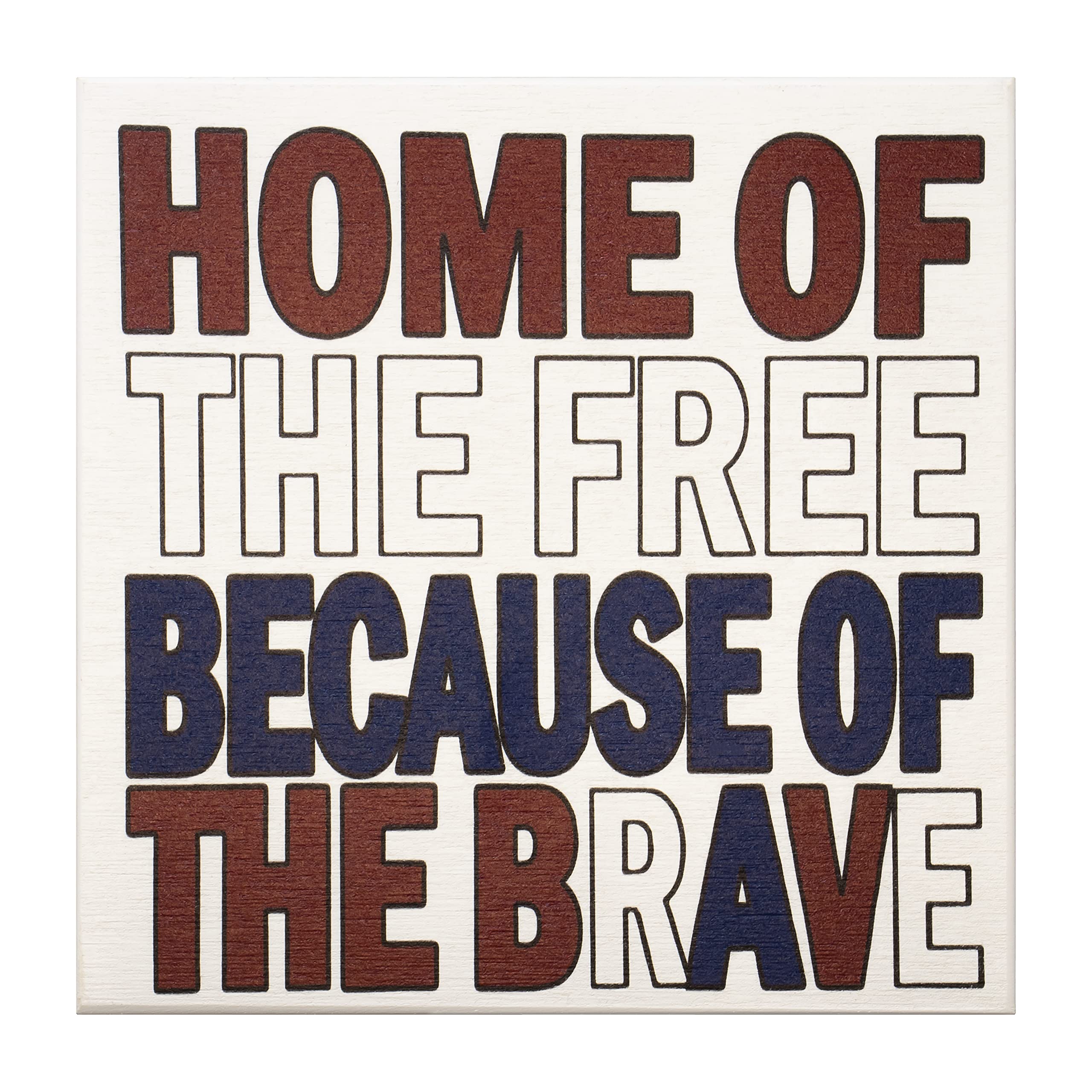 Amazon.com: JennyGems Home Of the Free Because Of the Brave Sign, 5.5x5 ...