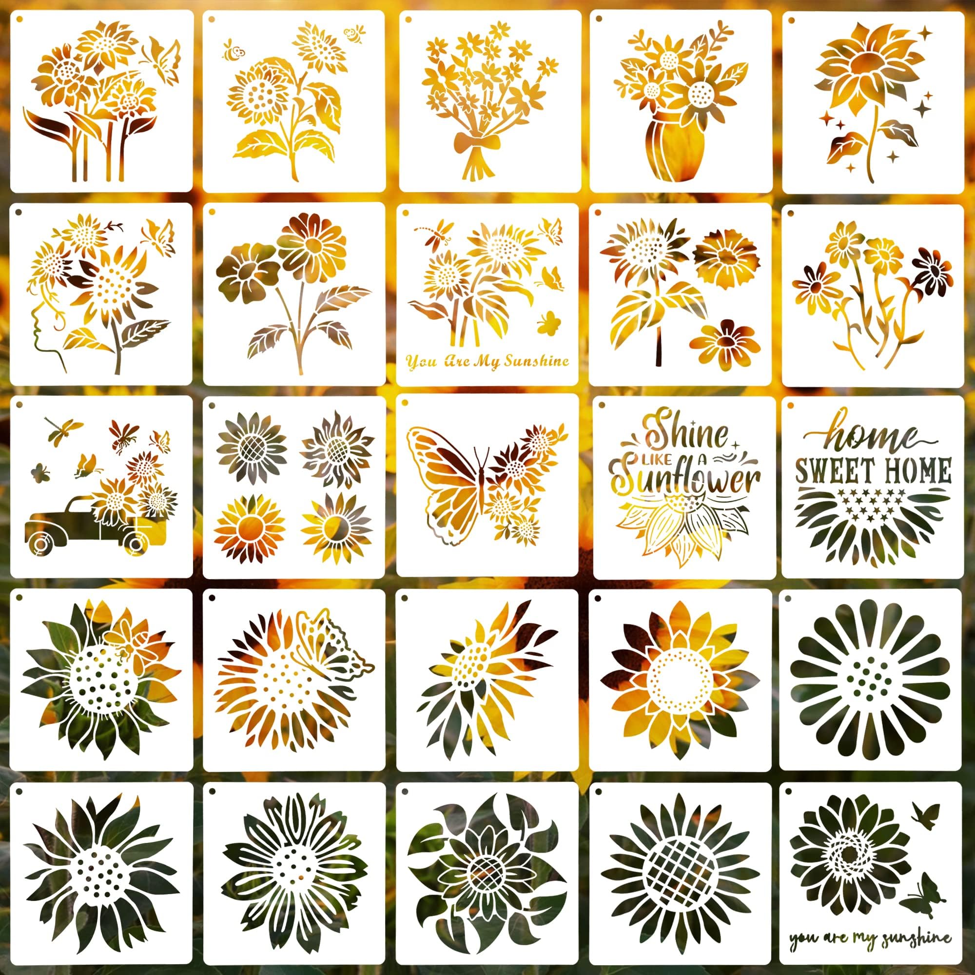 Amazon.com : Sunflower Stencil (A4) - Reusable Sun Flower Stencils DIY ...