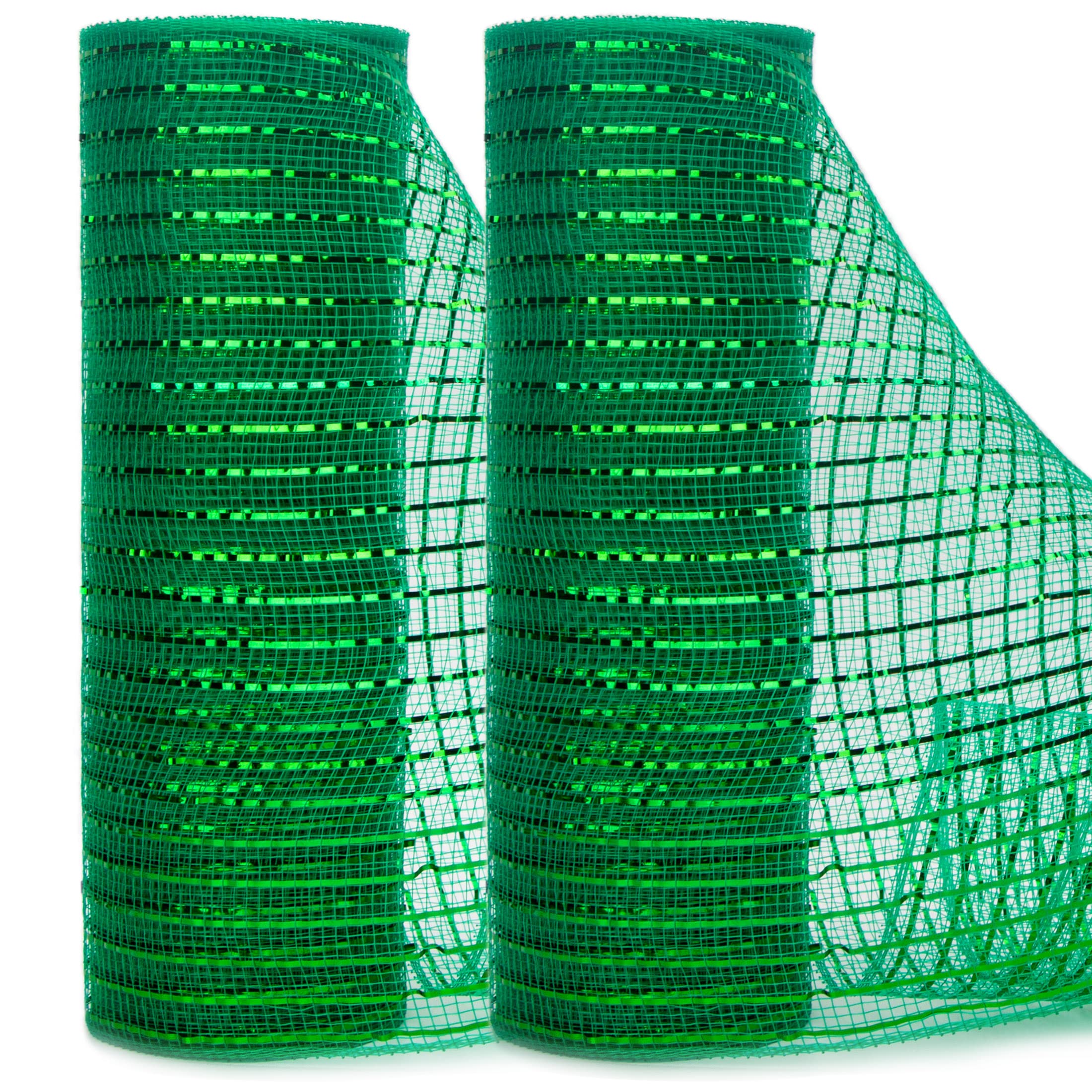 Snapklik.com : Ribbli 2 Rolls Emerald Green Mesh Ribbon,10 Inch X 30 ...