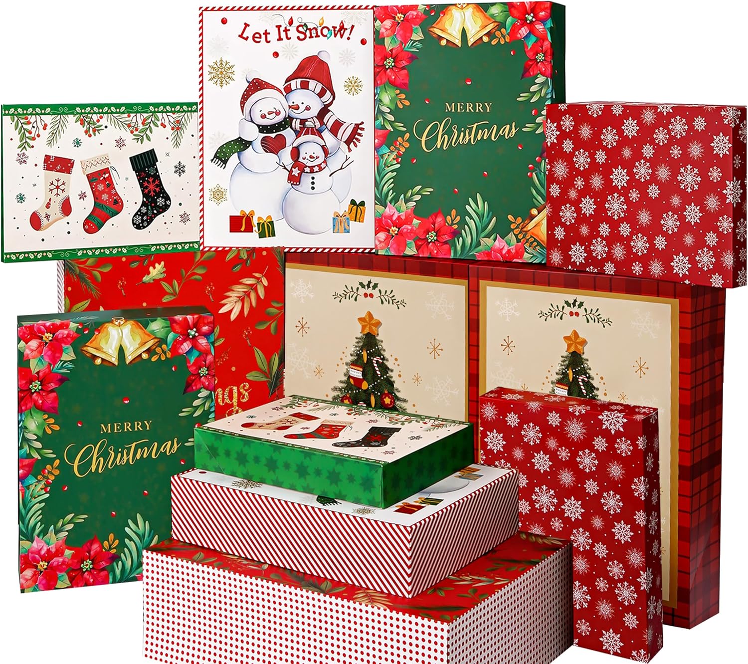 Amazon.com: Plauthus 12 Pack Christmas Gift Boxes with Lids Assorted ...