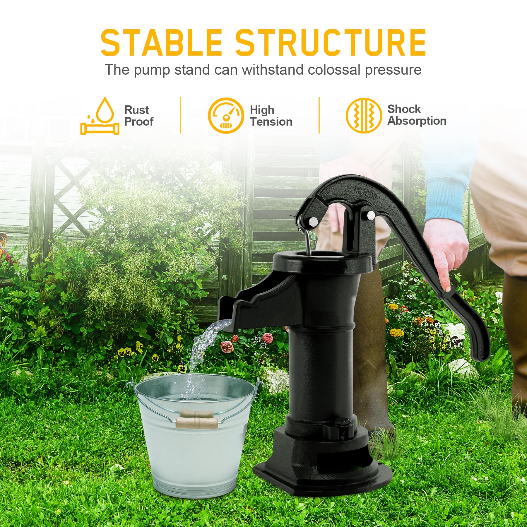 Old Hand Pump Water Feature Outsunny 220V Wooden Electric Water