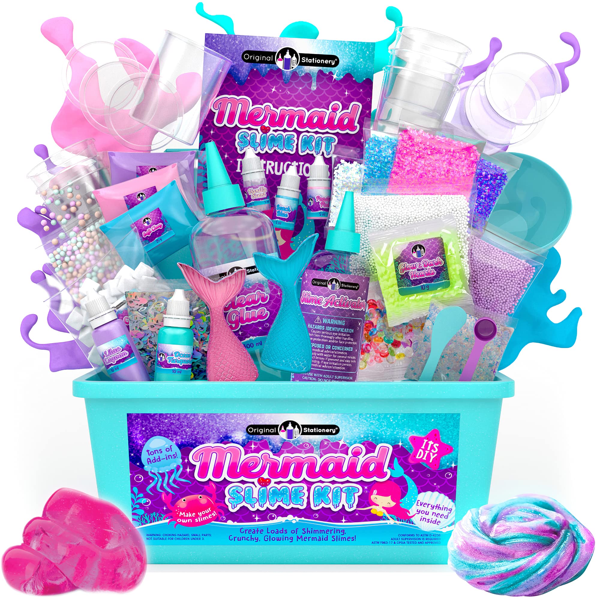 Original Stationery Mermaid Slime Kits for Girls, 35 Pieces to Make ...