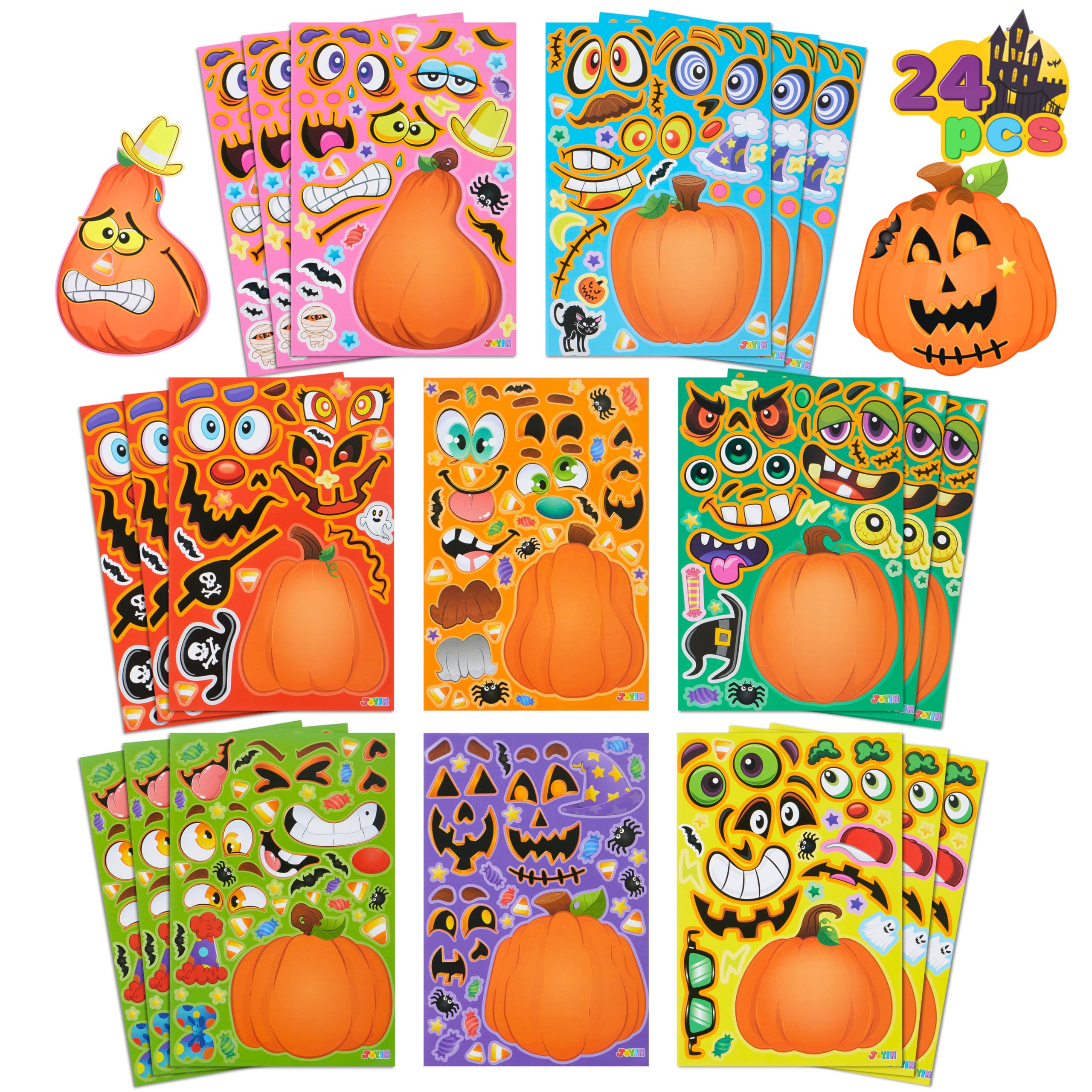 Amazon.com: JOYIN 24 Pcs Halloween Pumpkin Decorating Stickers, Party ...