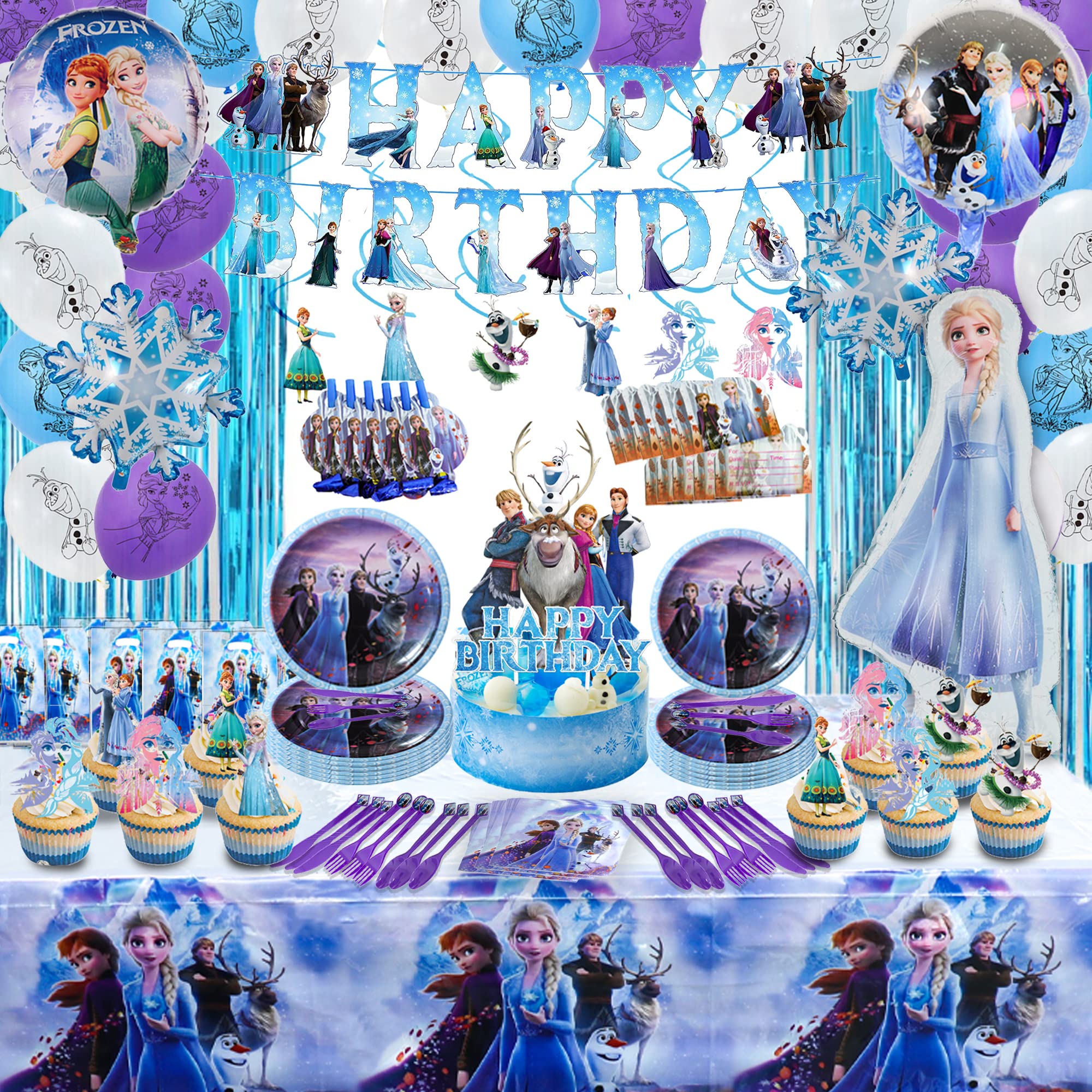 Buy Frozen Birthday Party Supplies Birthday Decorations Include Banner ...
