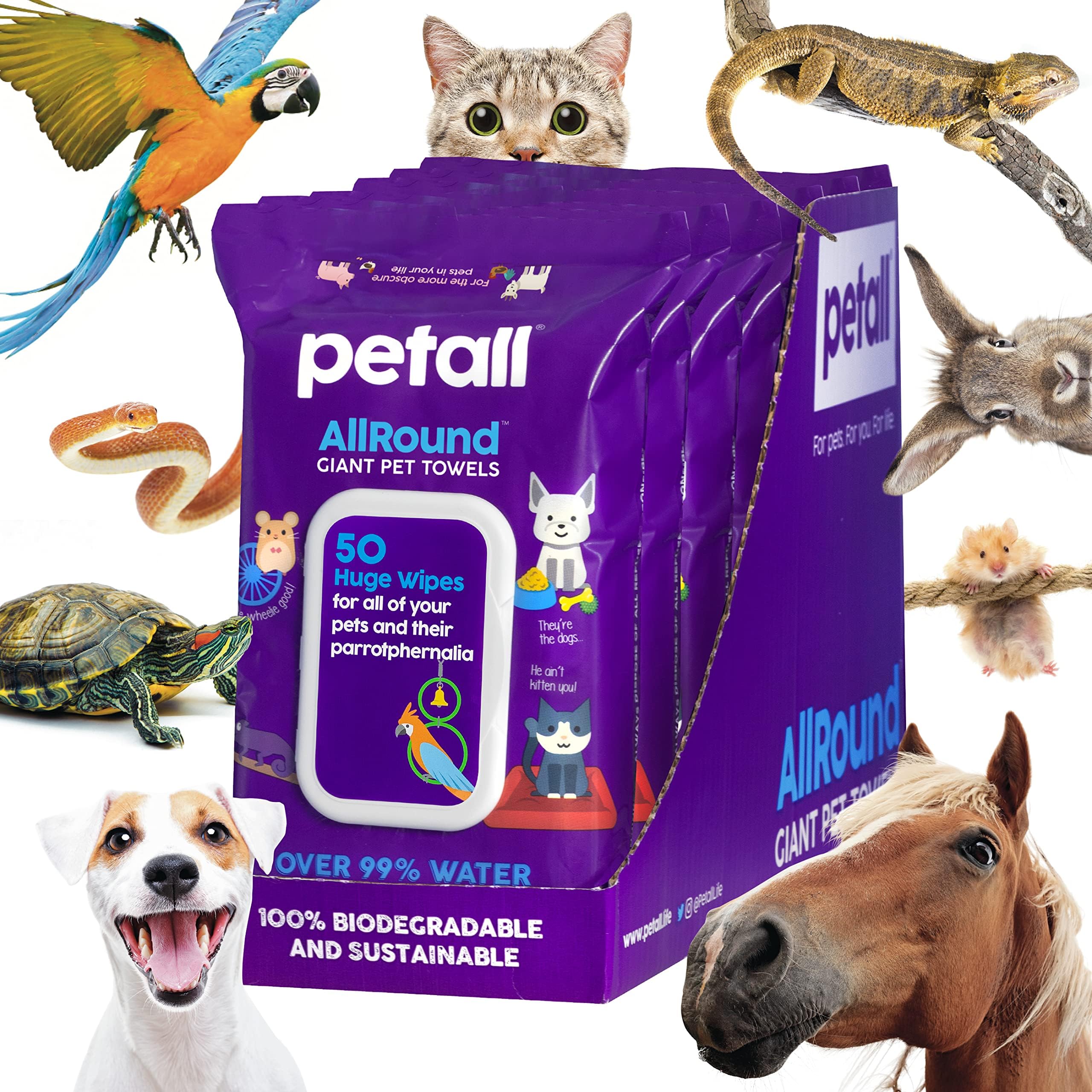 petall Pet Cleaning Wet Wipes 50 Extra Large Thick Wipes ...