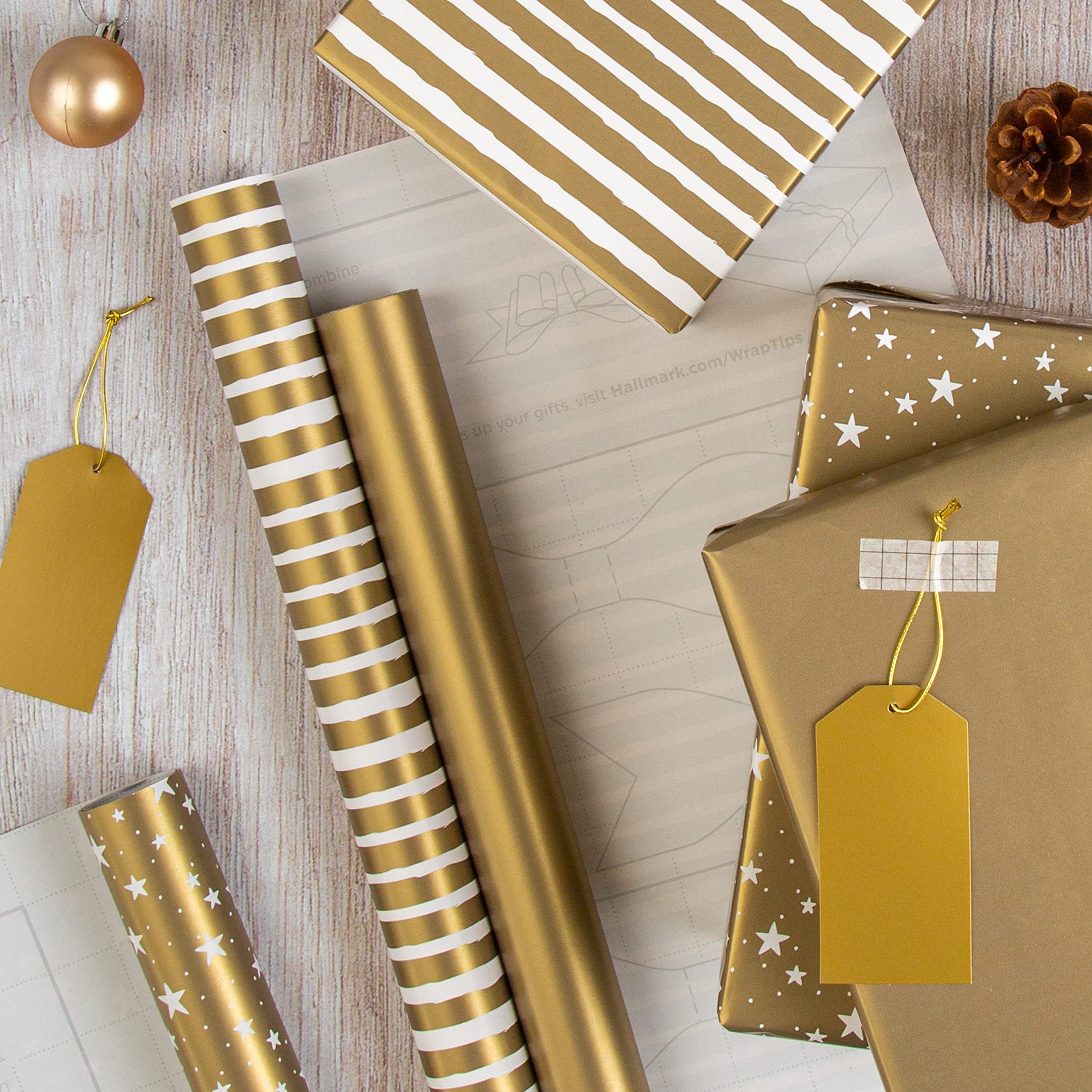 Gold Christmas Wrapping Paper Blush Deco Stars Wrapping Paper 10m