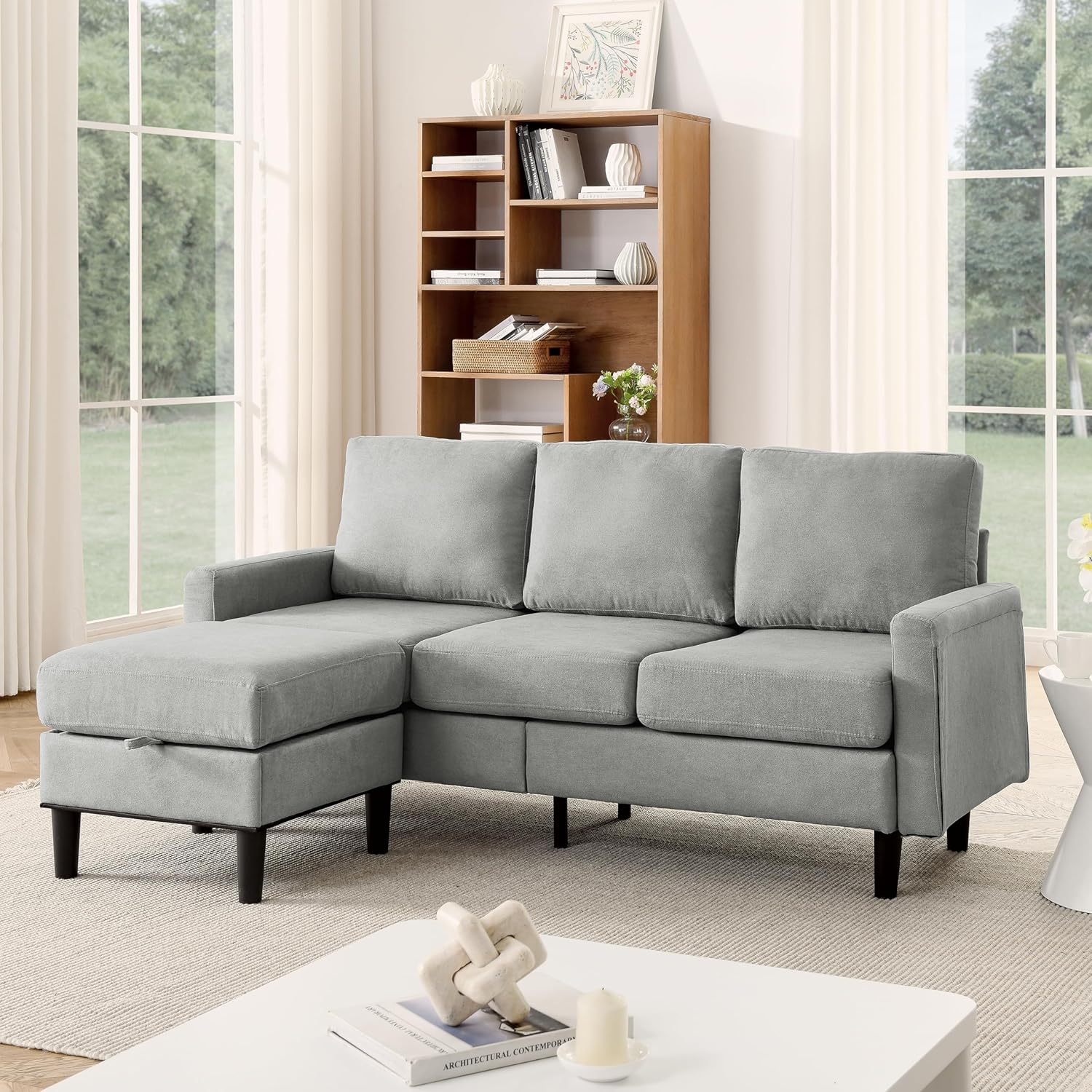 Amazon.com: WinJoy Upholstered Sectional Sofa Couch, L-Shape Sofa Set ...