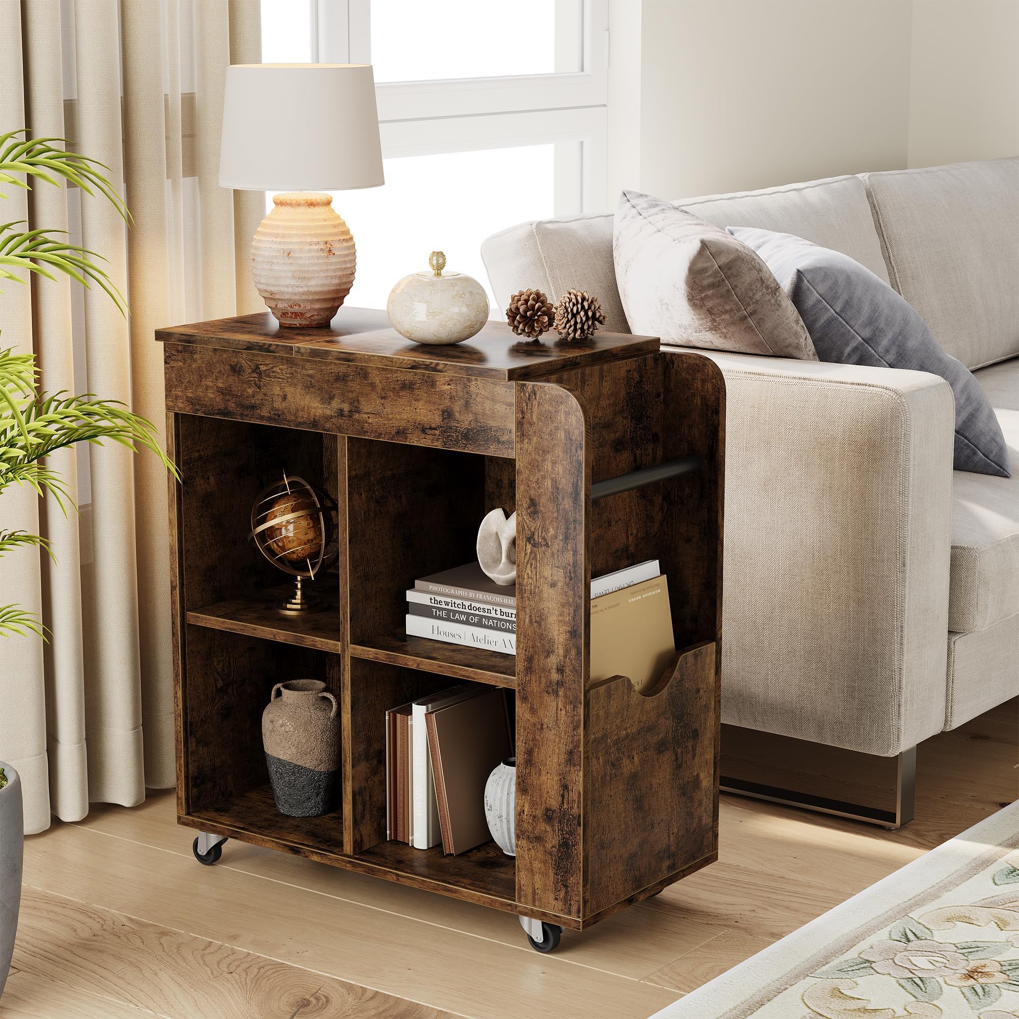 Amazon.com: IDEALHOUSE Side Table with Storage, Flip Top Sofa End Table ...