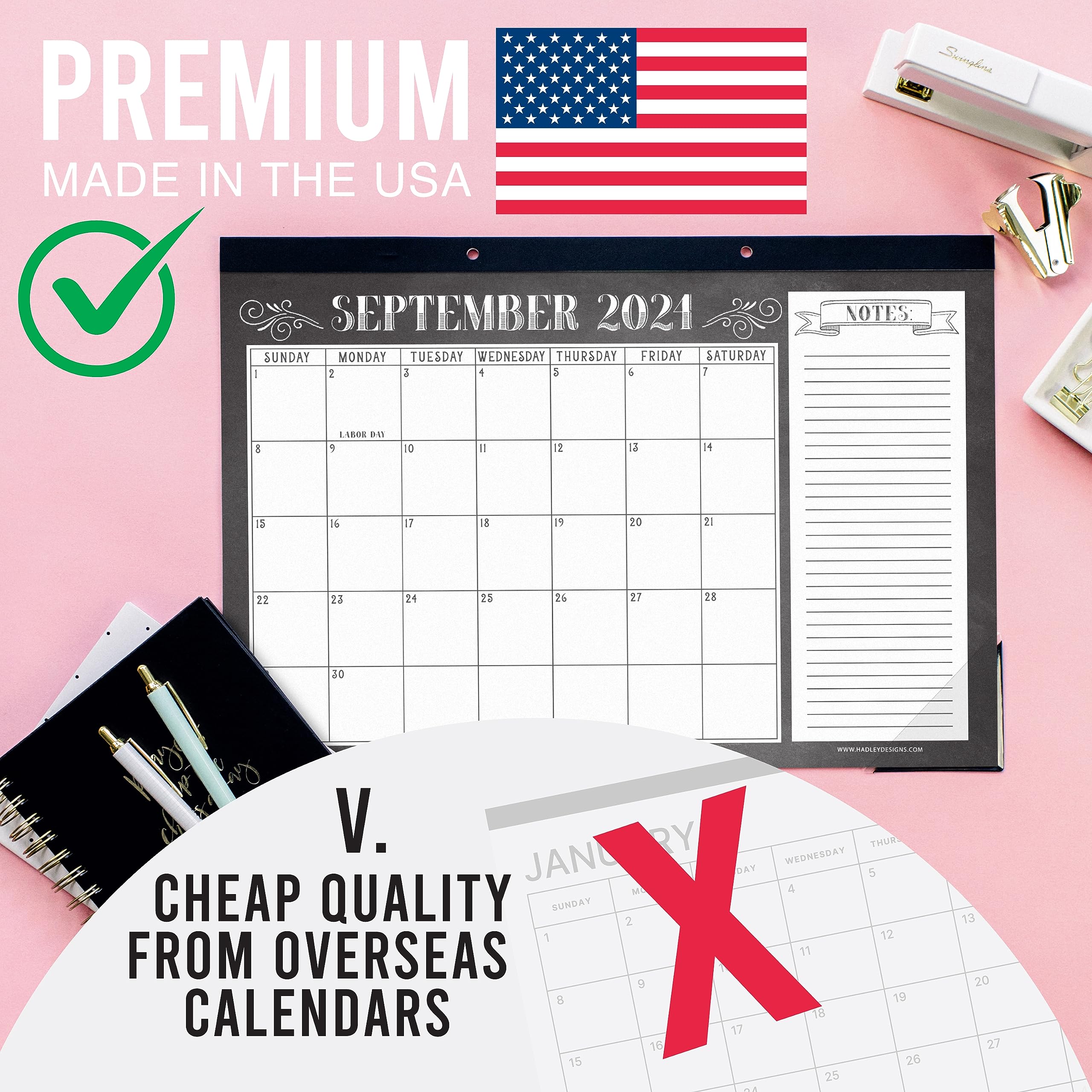 Snapklik.com : Hadley Designs Chalkboard Large Desk Calendar 2024-2025 ...