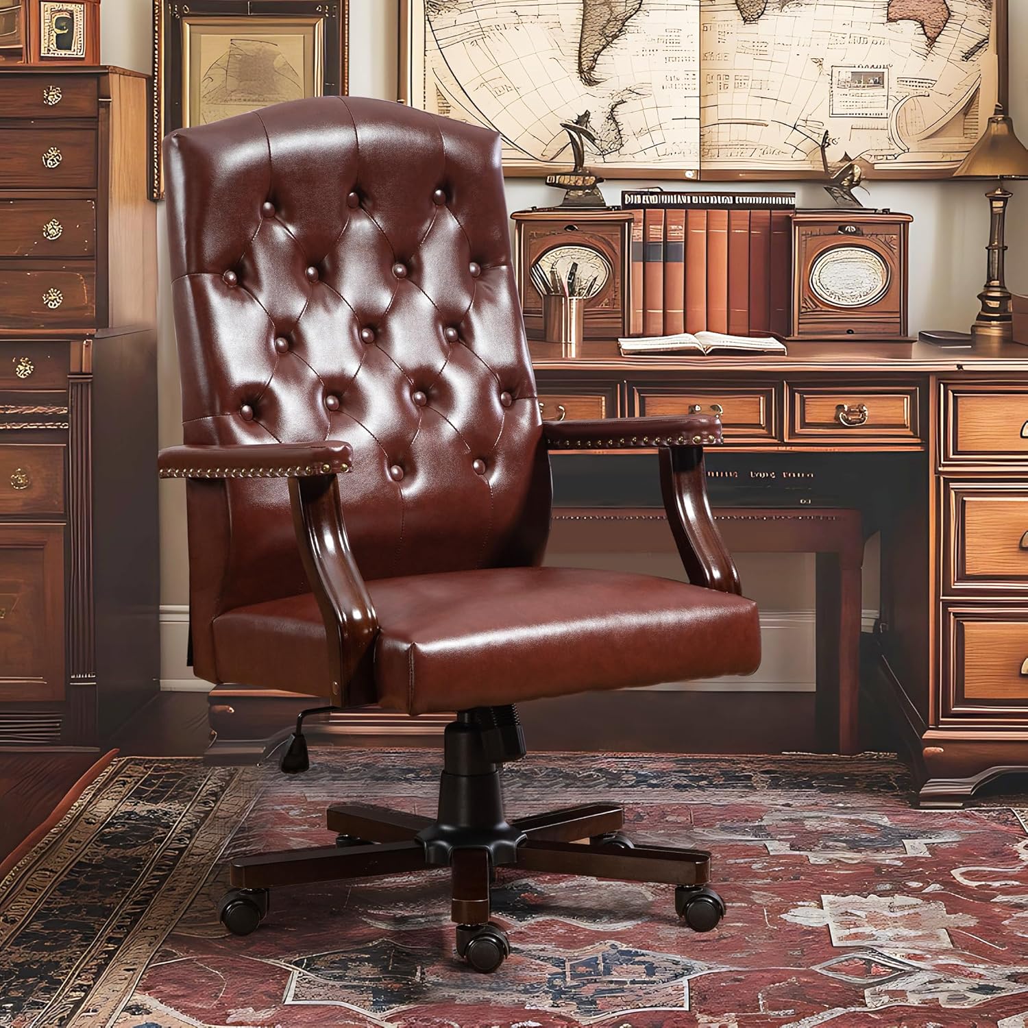 Amazon.com: ECOTOUGE Vintage Hiah Back Executive Office Chair - Retro ...