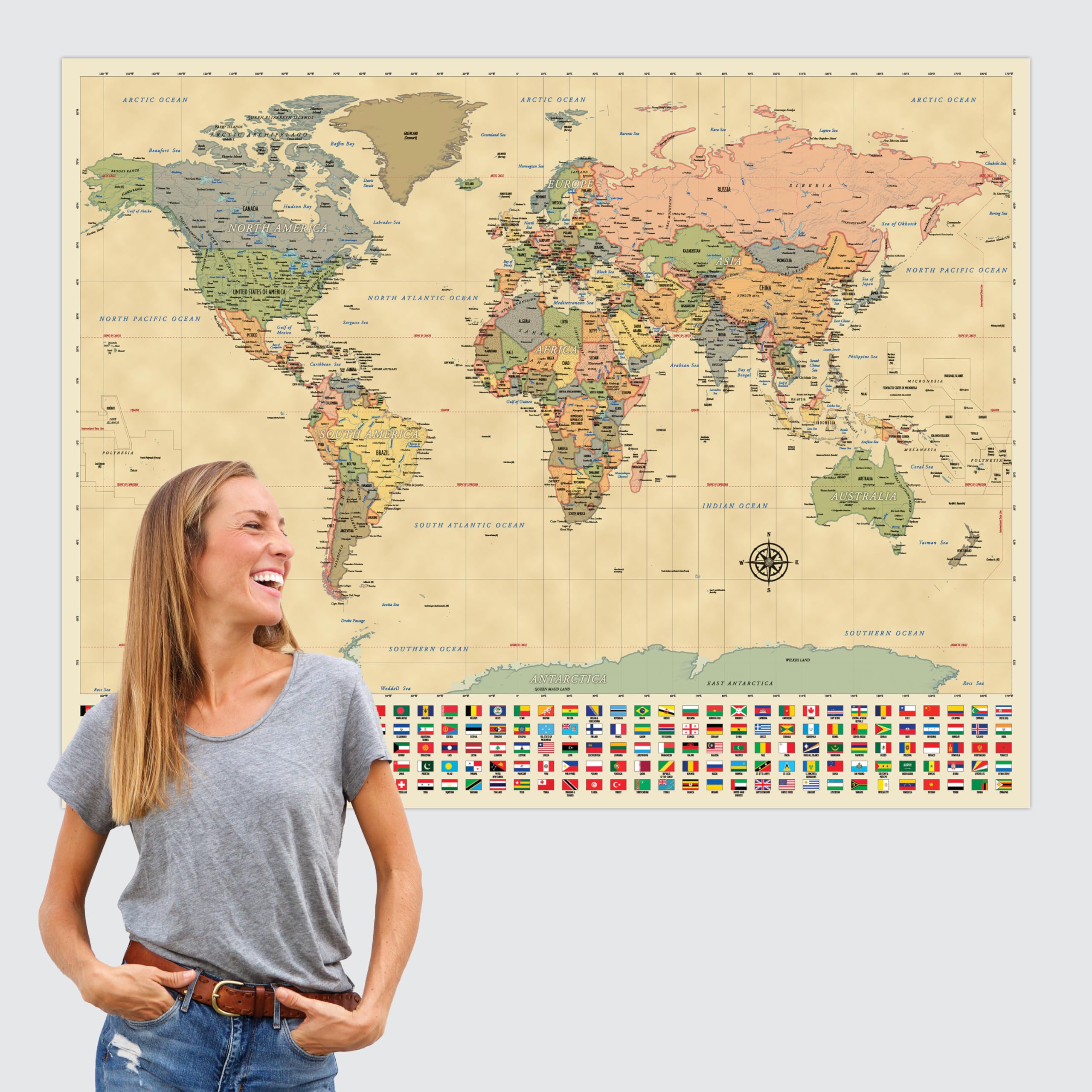 Snapklik.com : 2 Pack - Giant World Map & US Map Poster Set - Extra ...