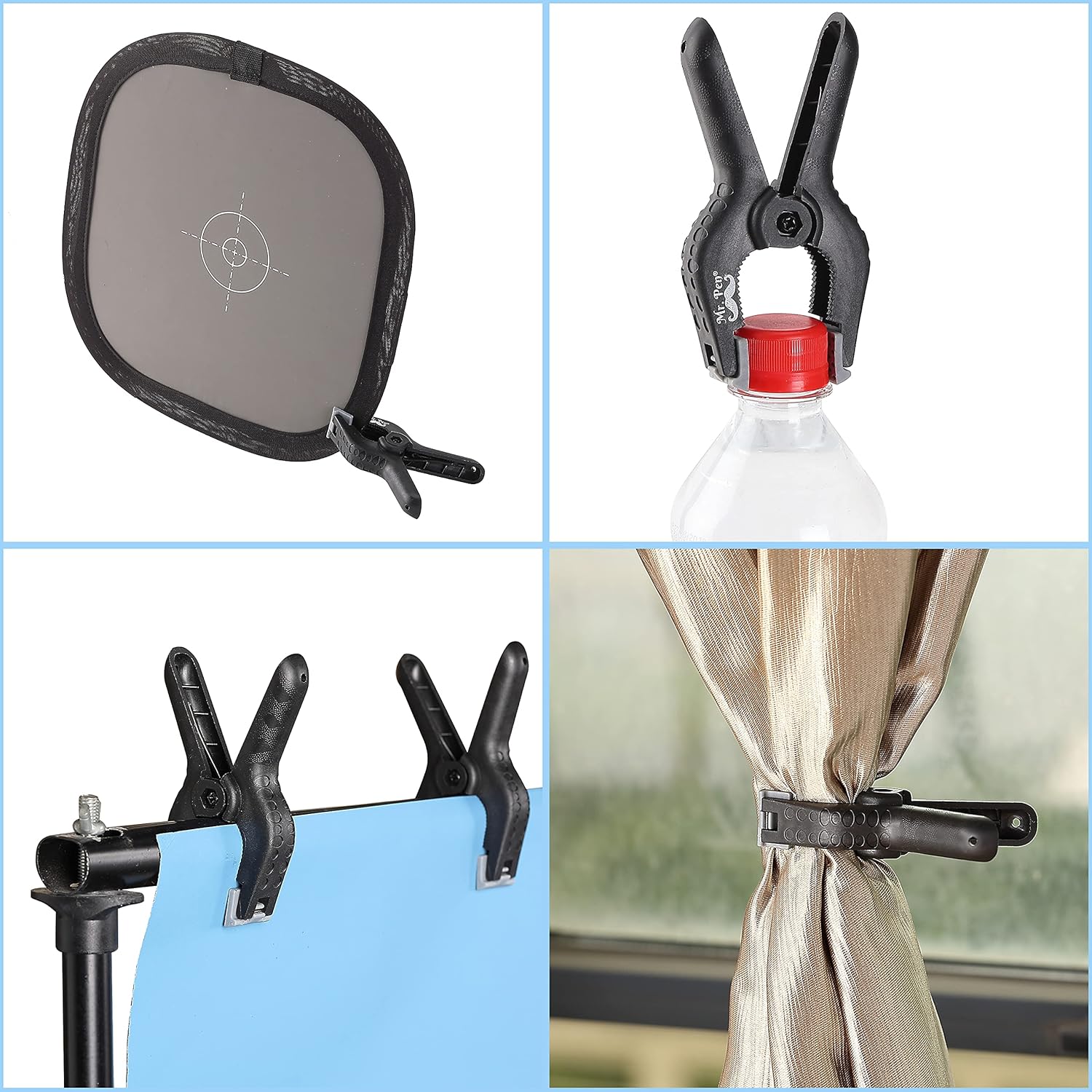 Mr. Pen Spring Clamps - 6 Pack, 4.5 Inch, Plastic Backdrop Clamps for ...