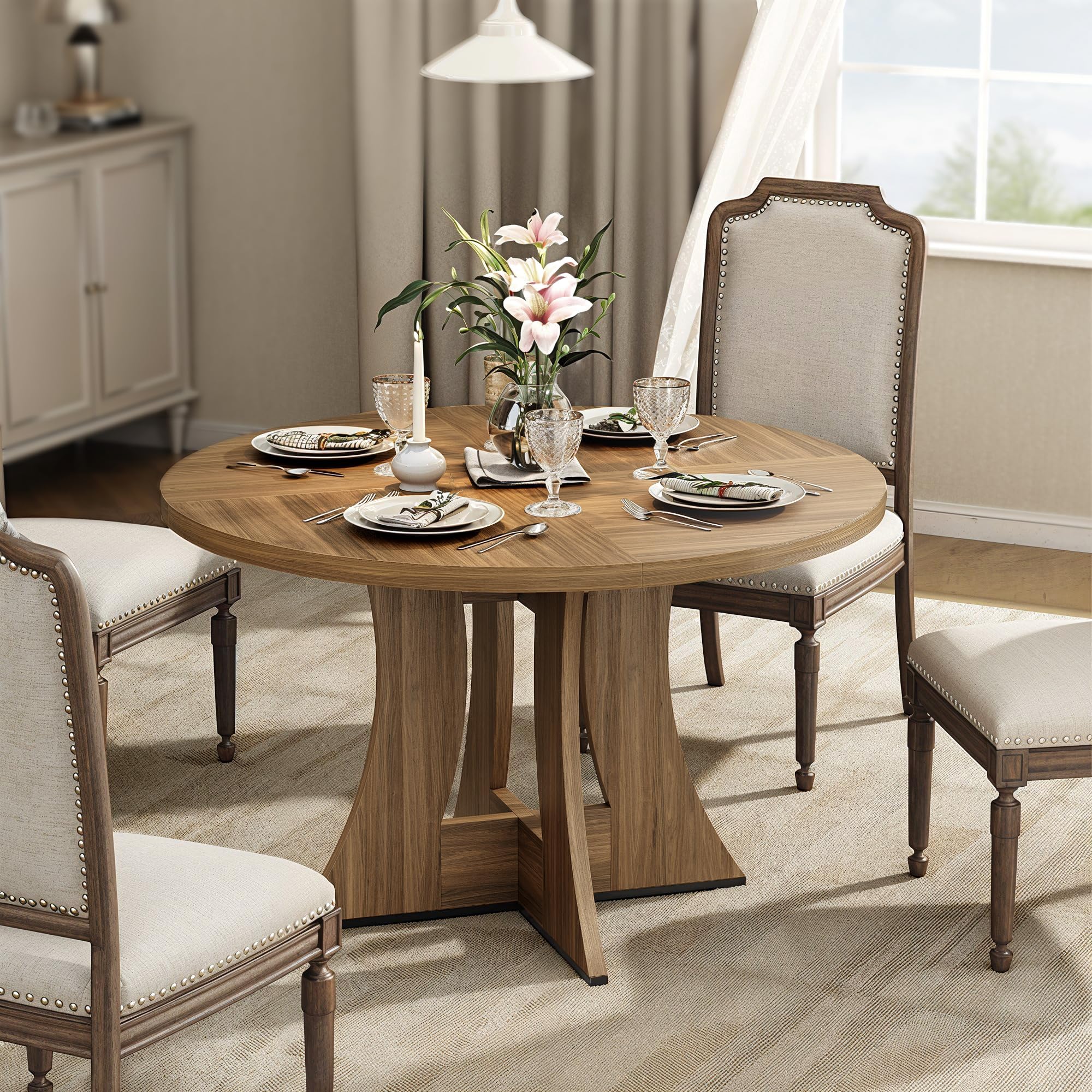 Amazon.com - Tribesigns 47 inch Dining Table for 4 People, Round Dinner ...