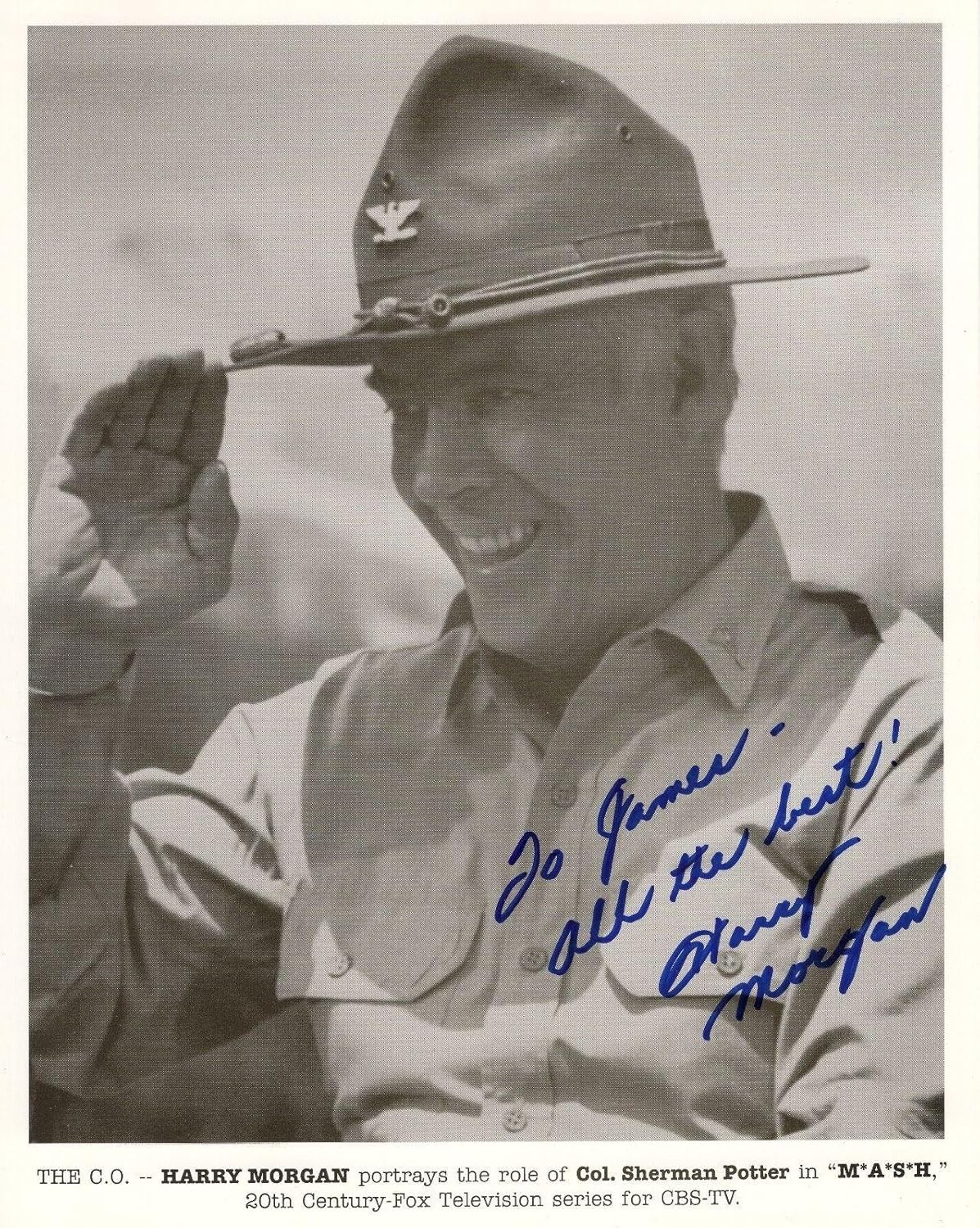 HARRY MORGAN HAND SIGNED 8x10 PHOTO+COA AWESOME POSE COL. POTTER MASH ...