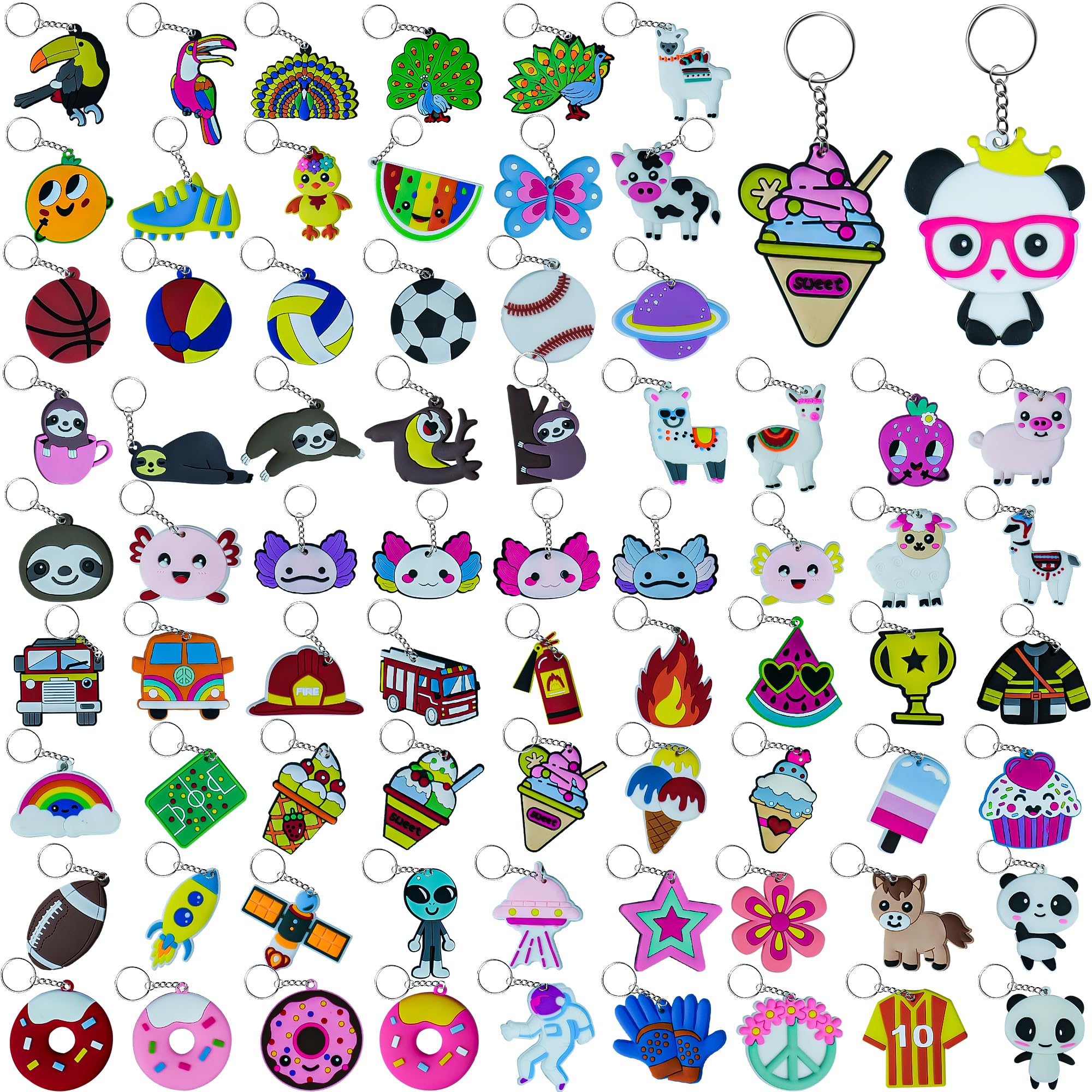 Amazon.com: 75PCS Cartoon Keychains Bulk for kids Adorable Backpacks ...