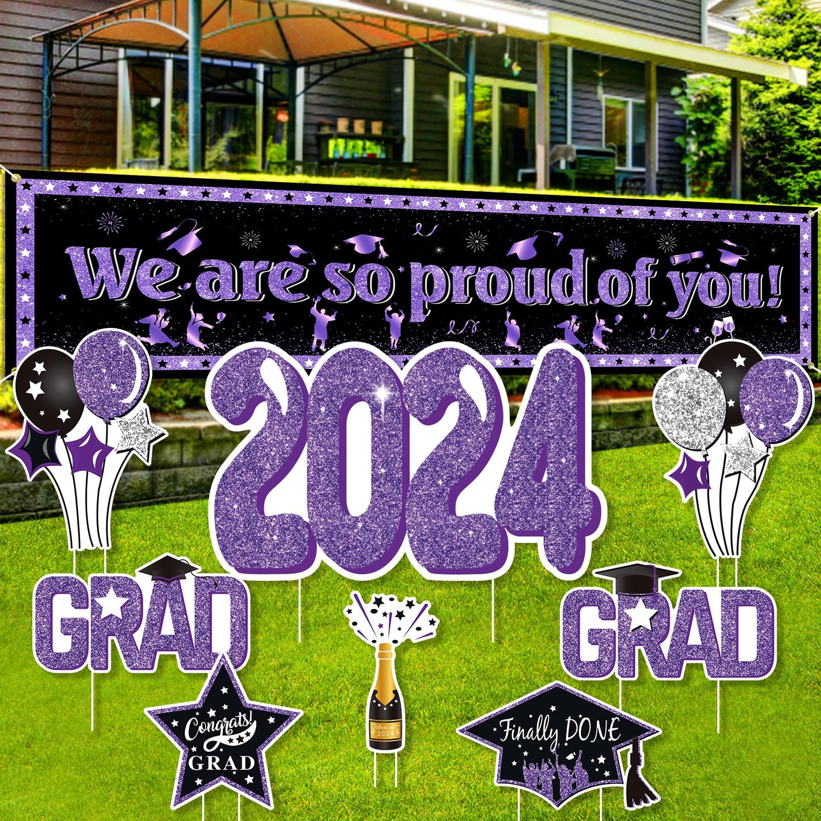 Amazon.com : KMUYSL Large Graduation Decorations Class of 2024 Yard ...