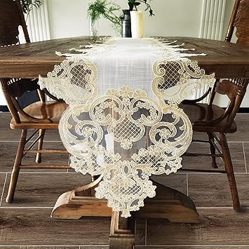 Amazon.com: FRAGRANCOSY Elegant Vintage Lace Table Runner 36 inches ...