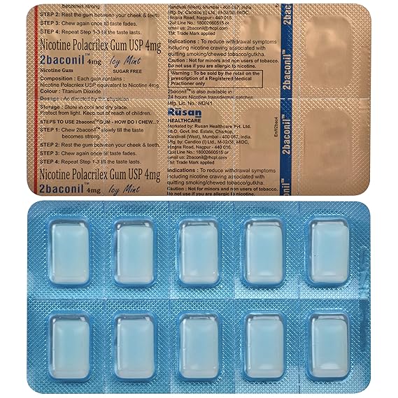 2 Baconil 4mg Icy Mint - Pack of 10 Chewing Gum : Amazon.in: Health ...