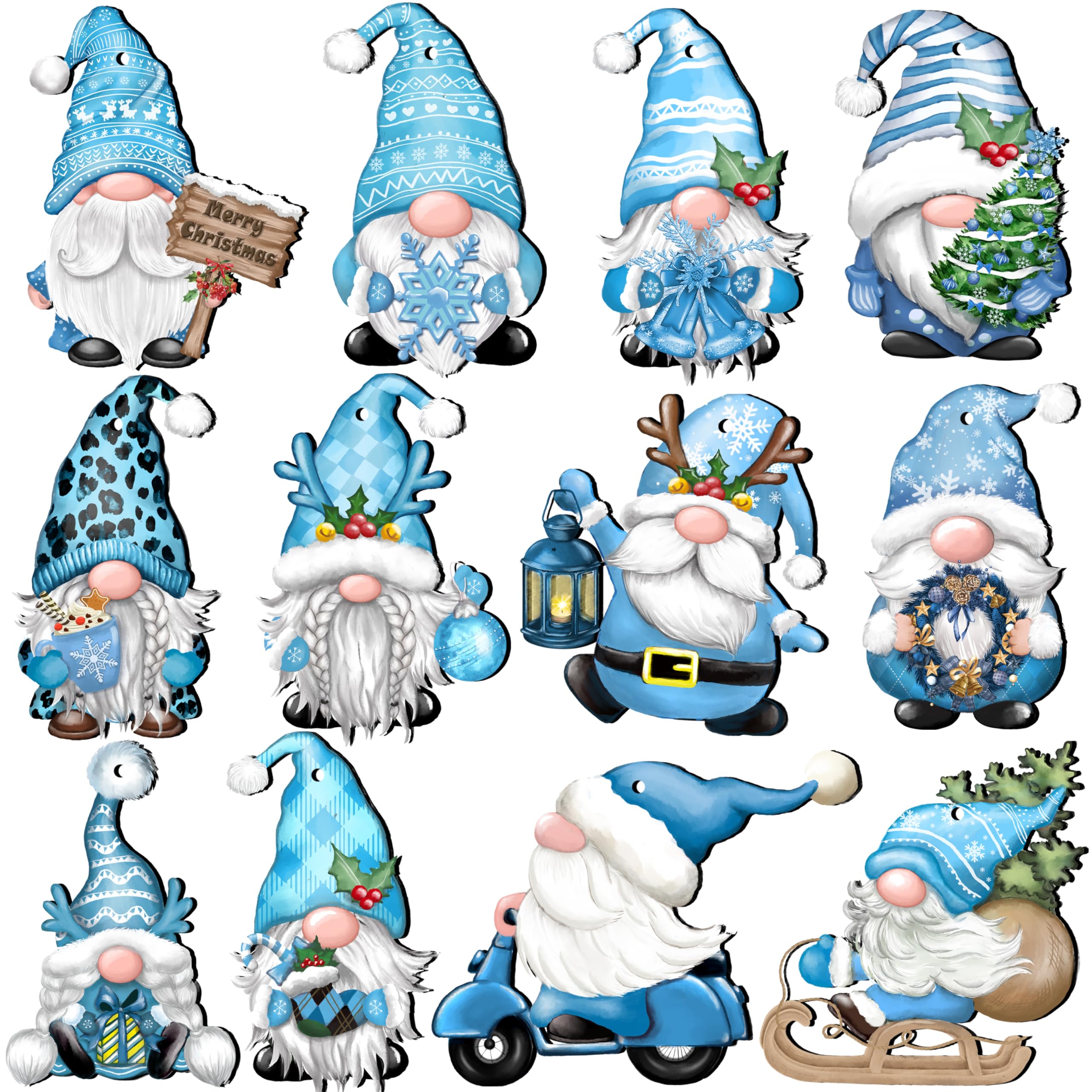 Amazon.com: 24 Pieces Christmas Gnome Wooden Hanging Ornaments, Wood ...