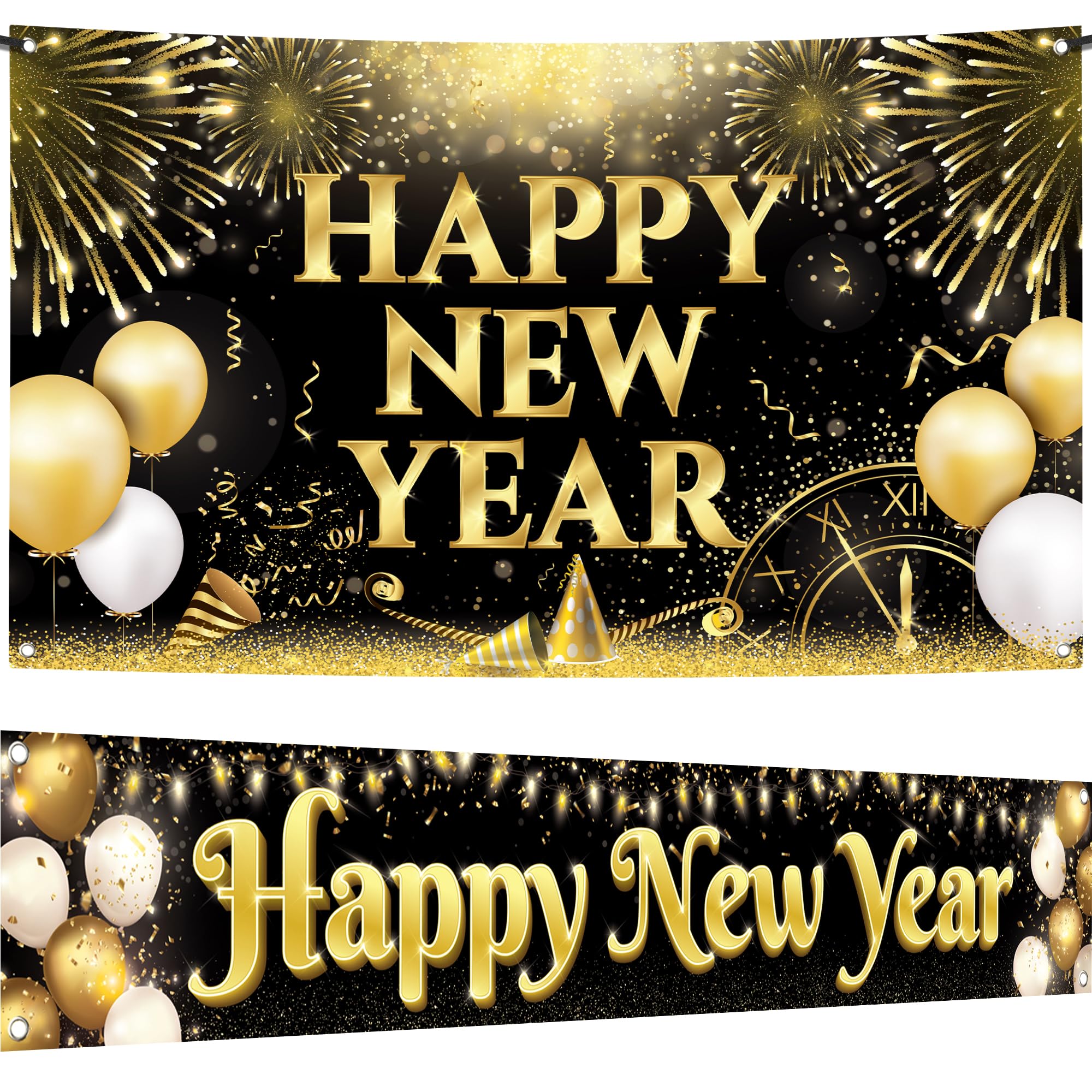 Amazon.com: KatchOn, Large Happy New Year Banner 2025 - Happy New Year ...