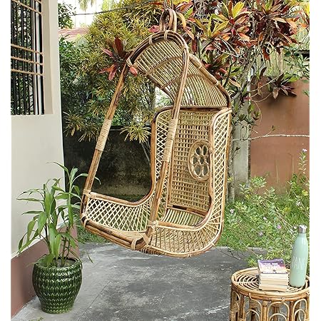 Cane Crafts Wooden Bamboo Cane (Bait) Hanging Chair Garden Jhoola ...