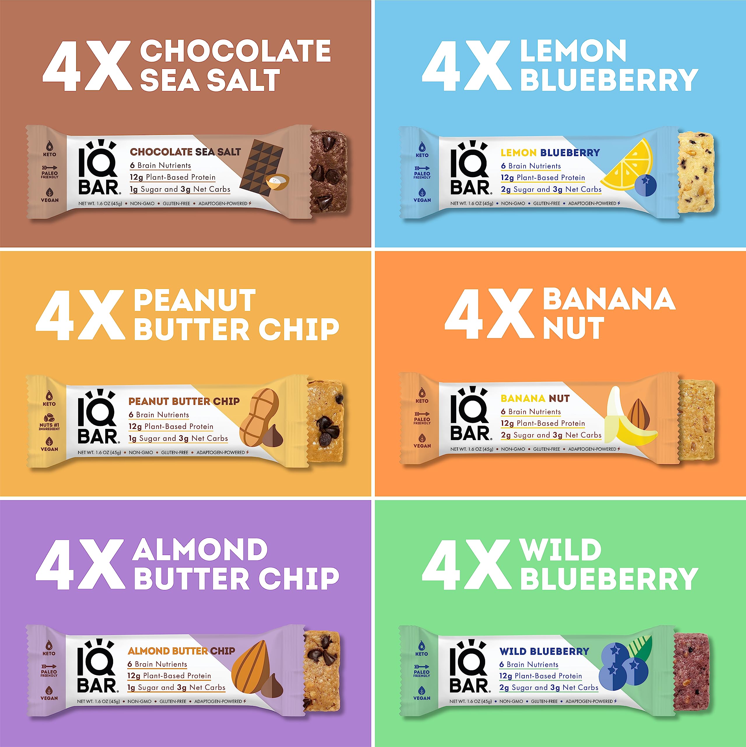 Snapklik.com : IQBAR Brain And Body Plant Protein Bars - Chocolate ...