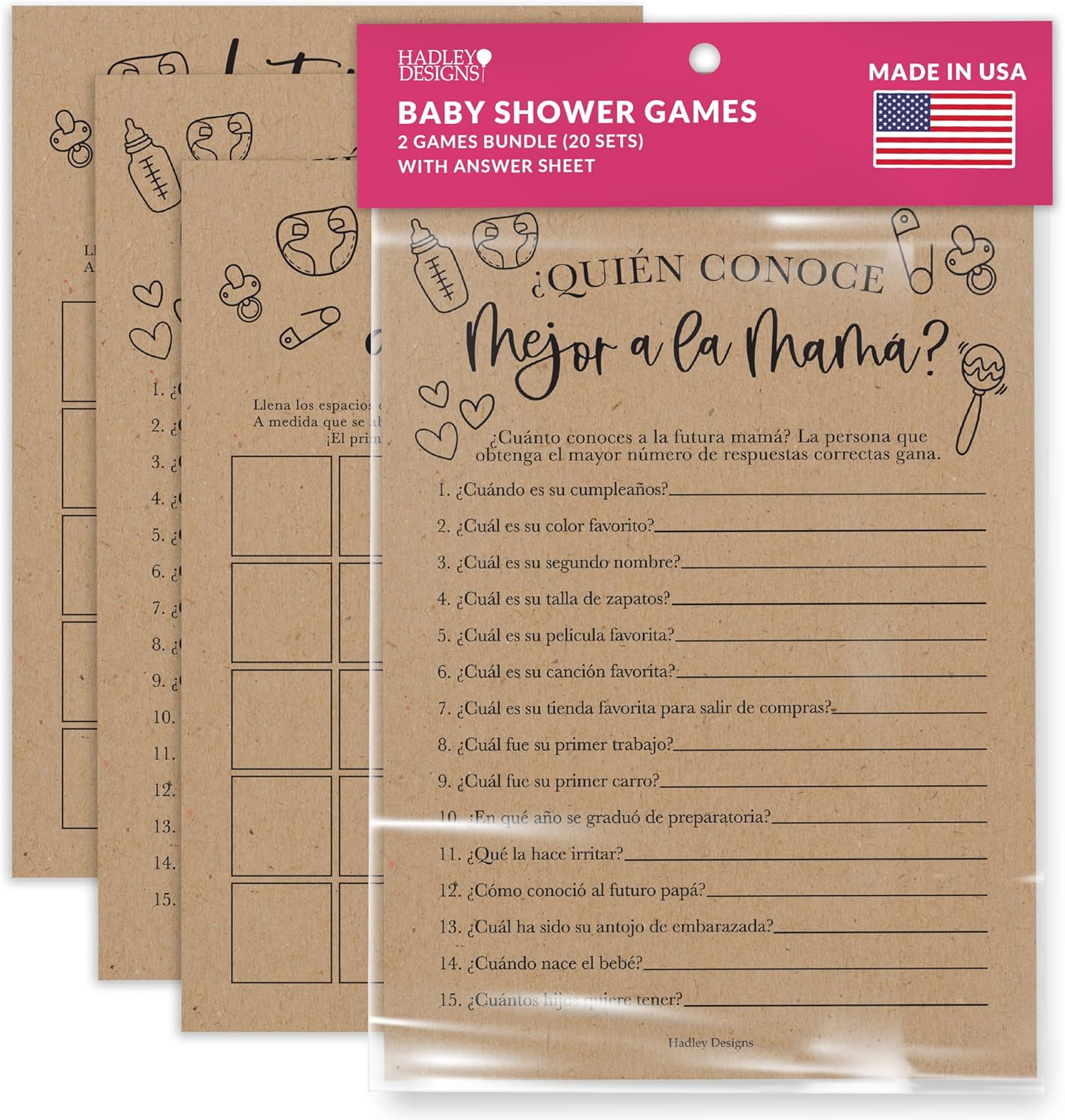 Amazon.com: 20 Rustic Juegos Para Baby Shower En Español - Juegos De ...