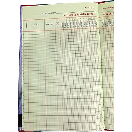 LRS Factory Act Attendance Register (1 Quire - Pack of 5) : Amazon.in ...