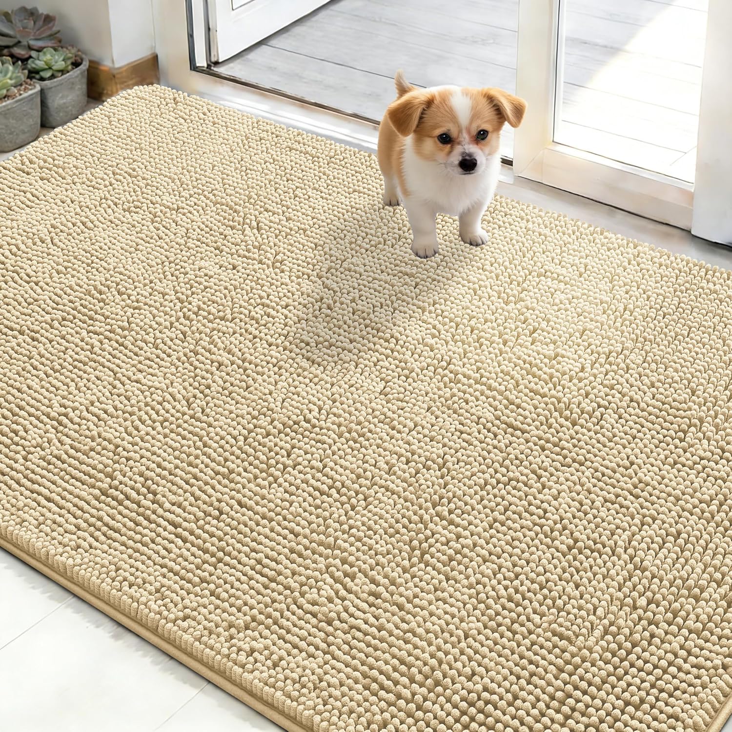 Amazon.com: OLANLY Dog Door Mat for Muddy Paws 48x30, Absorbs Moisture ...