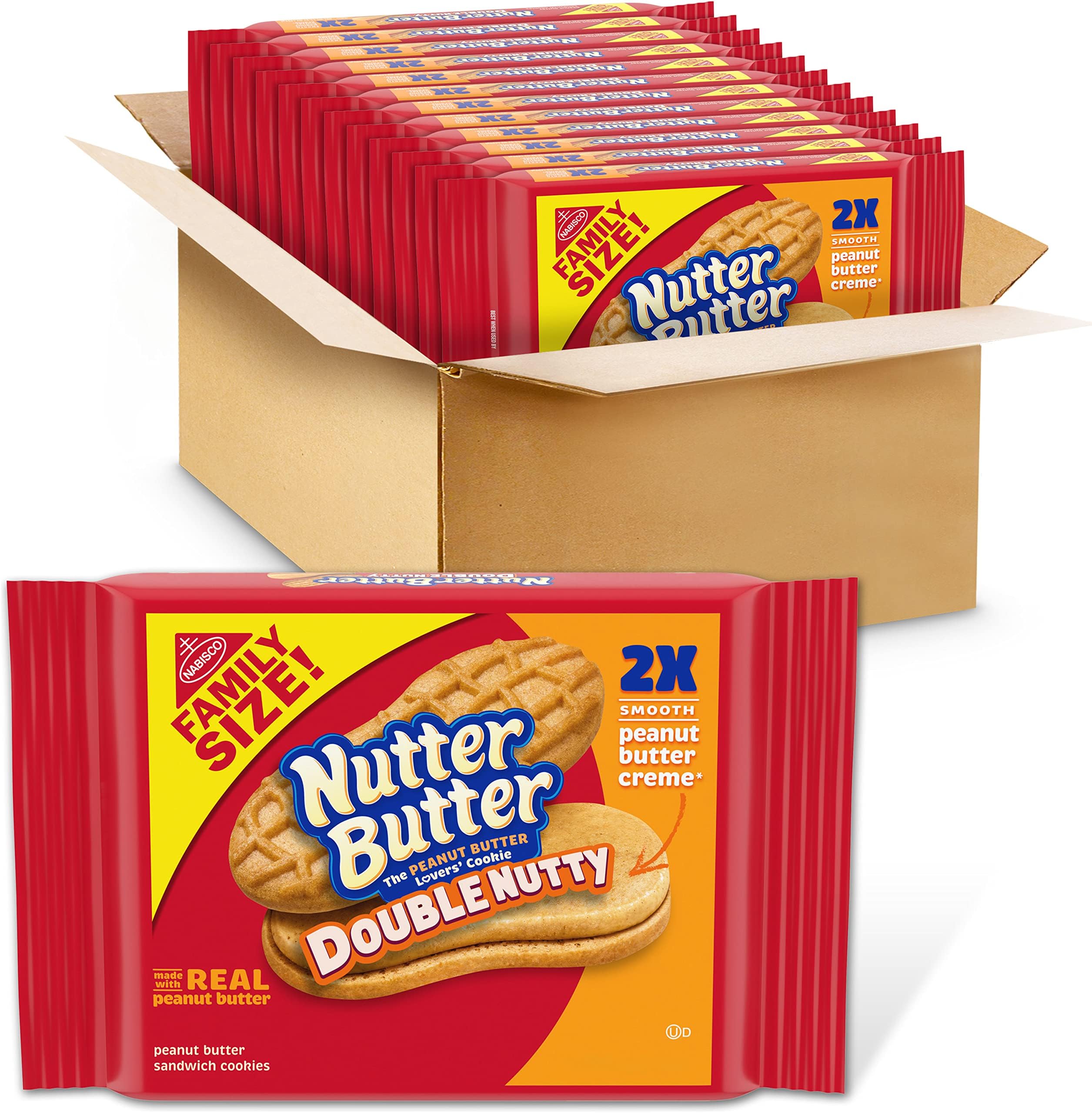 Amazon.com: NUTTER BUTTER Peanut Butter Sandwich Cookies, Family Size ...