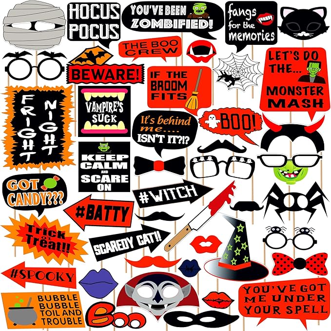 Amazon.com: Huge Halloween Photo Booth Props Pack - 45 Pieces ...
