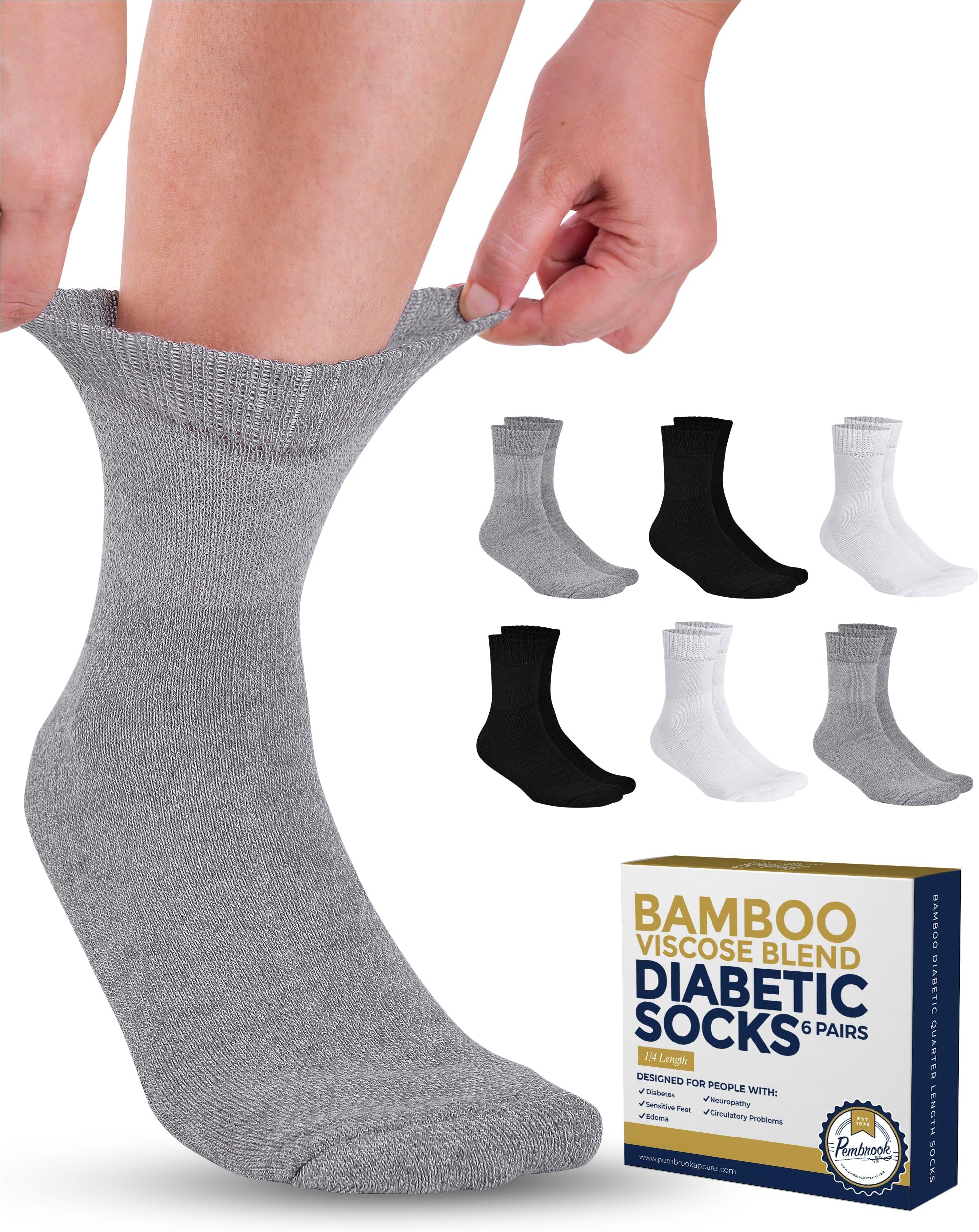Amazon.com: Pembrook Bamboo Viscose Diabetic Socks for Women and Men ...