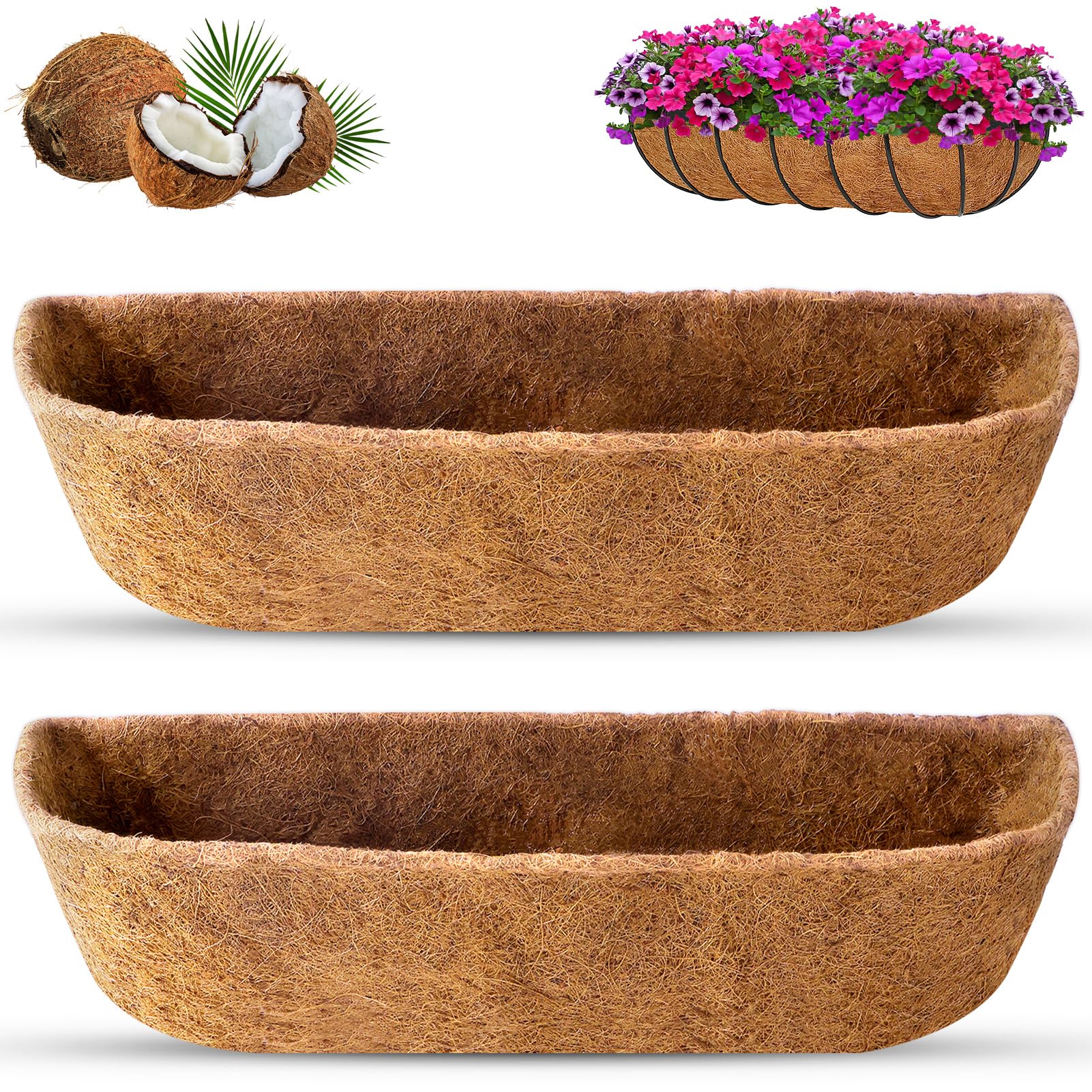 Snapklik.com : Coco Liners For Planters 30 Inch, 2 Packs Natural ...