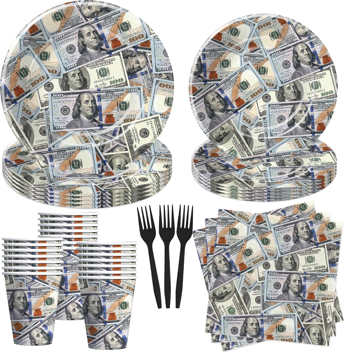 Amazon.com: Xenorik Money Paper Plates And Napkins Party Decorations ...