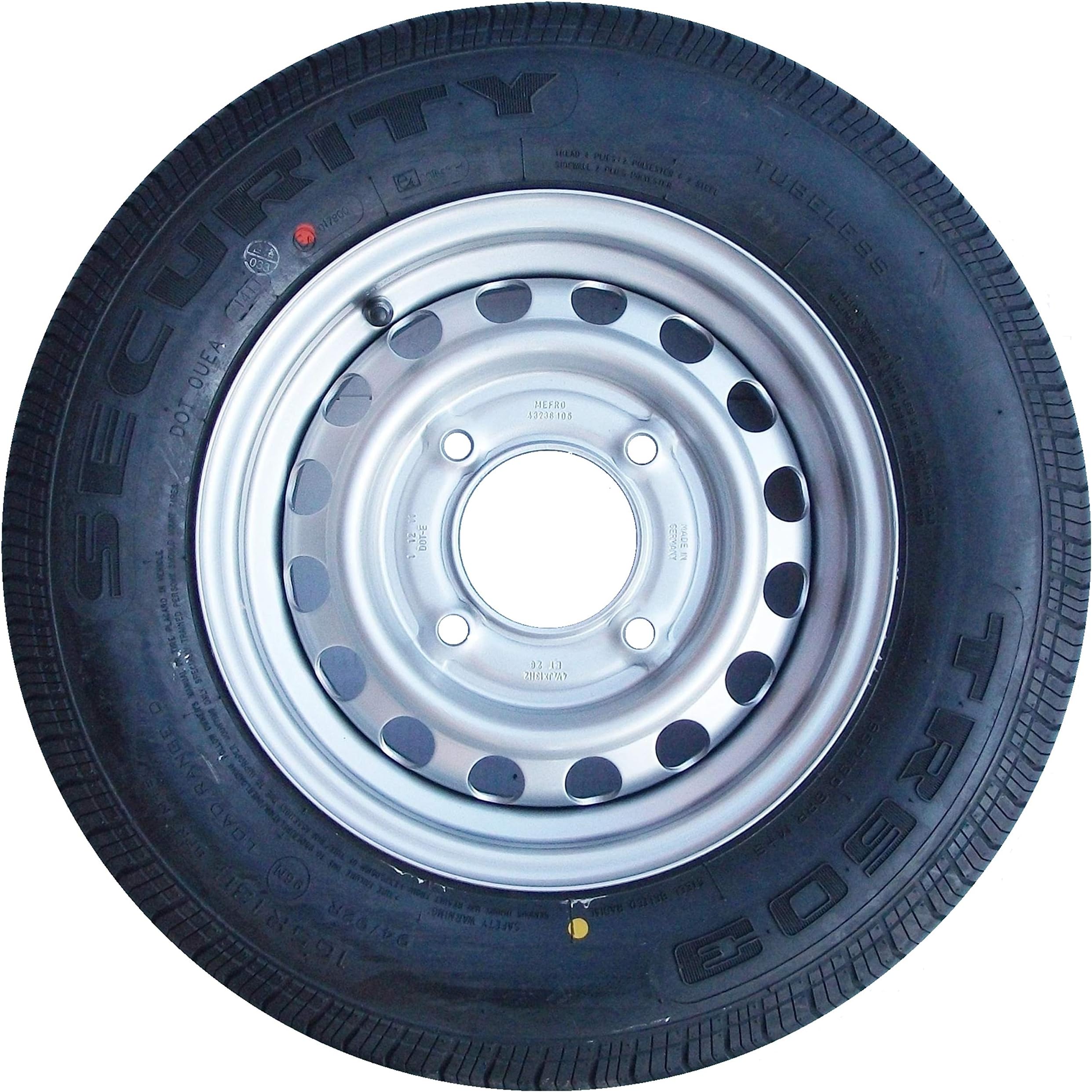 165R13C 96/94R 165 x 13 inch 8 ply trailer tyre on 4 stud 5.5 inch PCD ...
