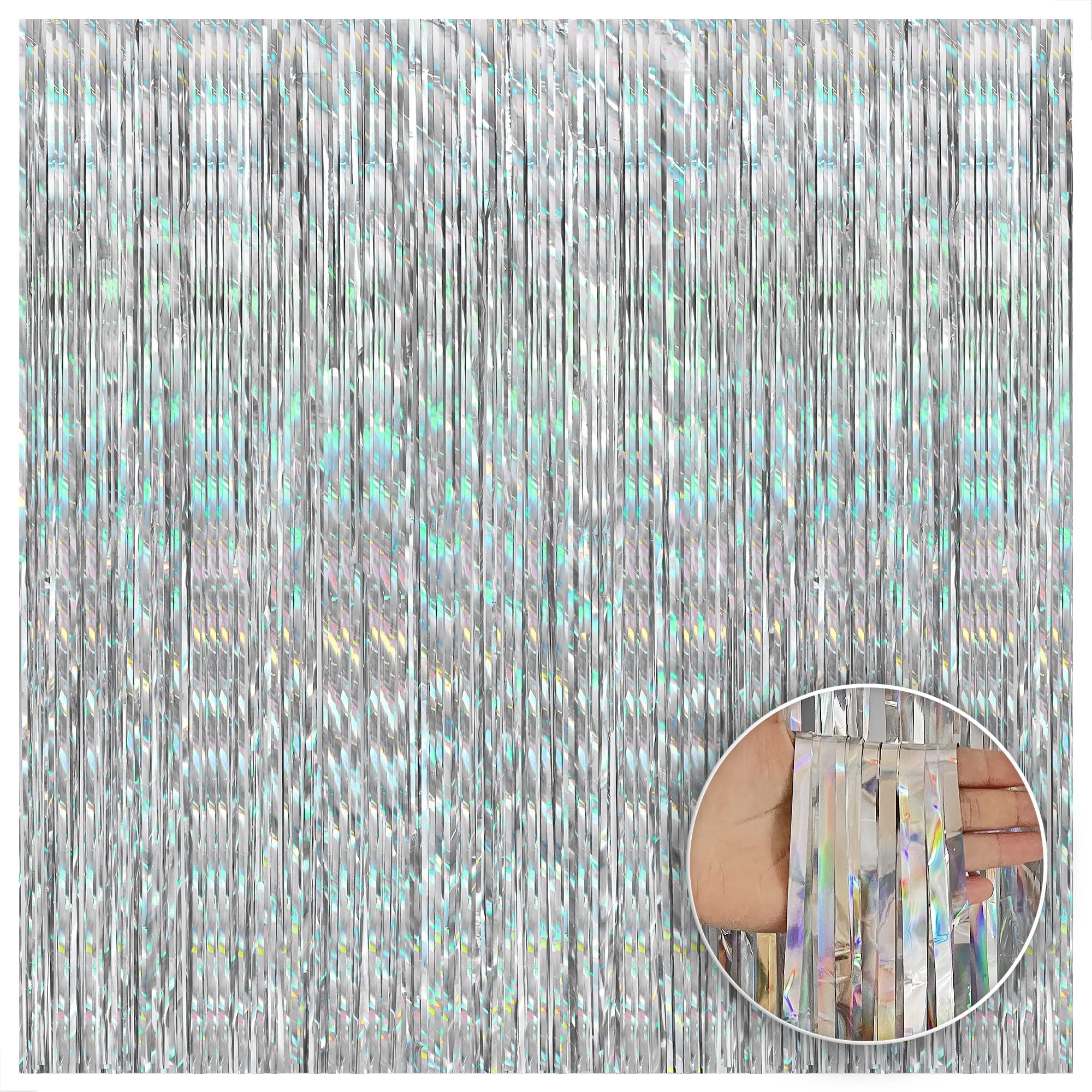 Amazon.com : KatchOn, Holographic Silver Fringe Backdrop - Large 3.2x8 ...