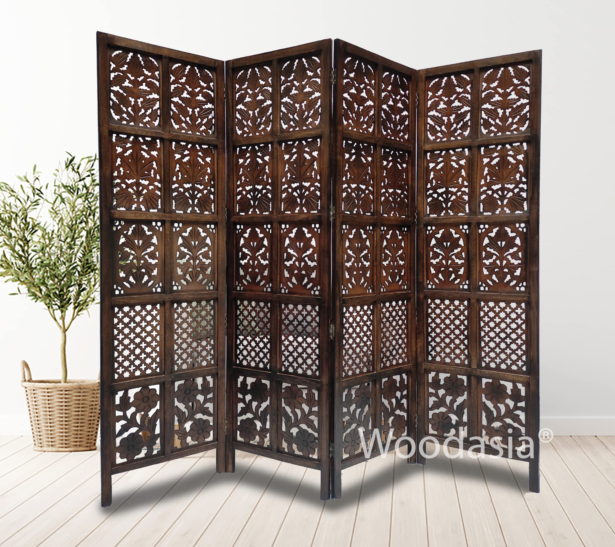 Buy Woodasia® Wooden Partition Leave Design Room Divider Wooden ...